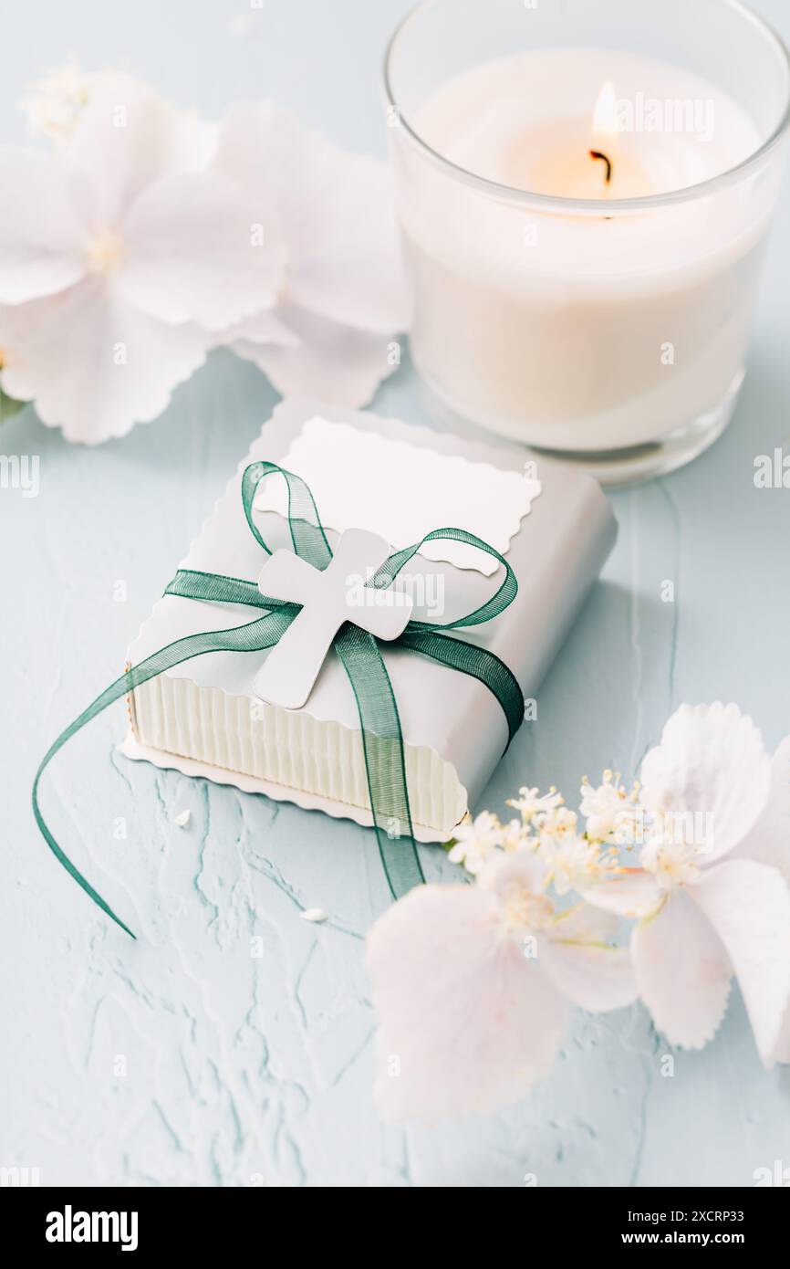 First holy communion or confirmation - candle, small present and ...