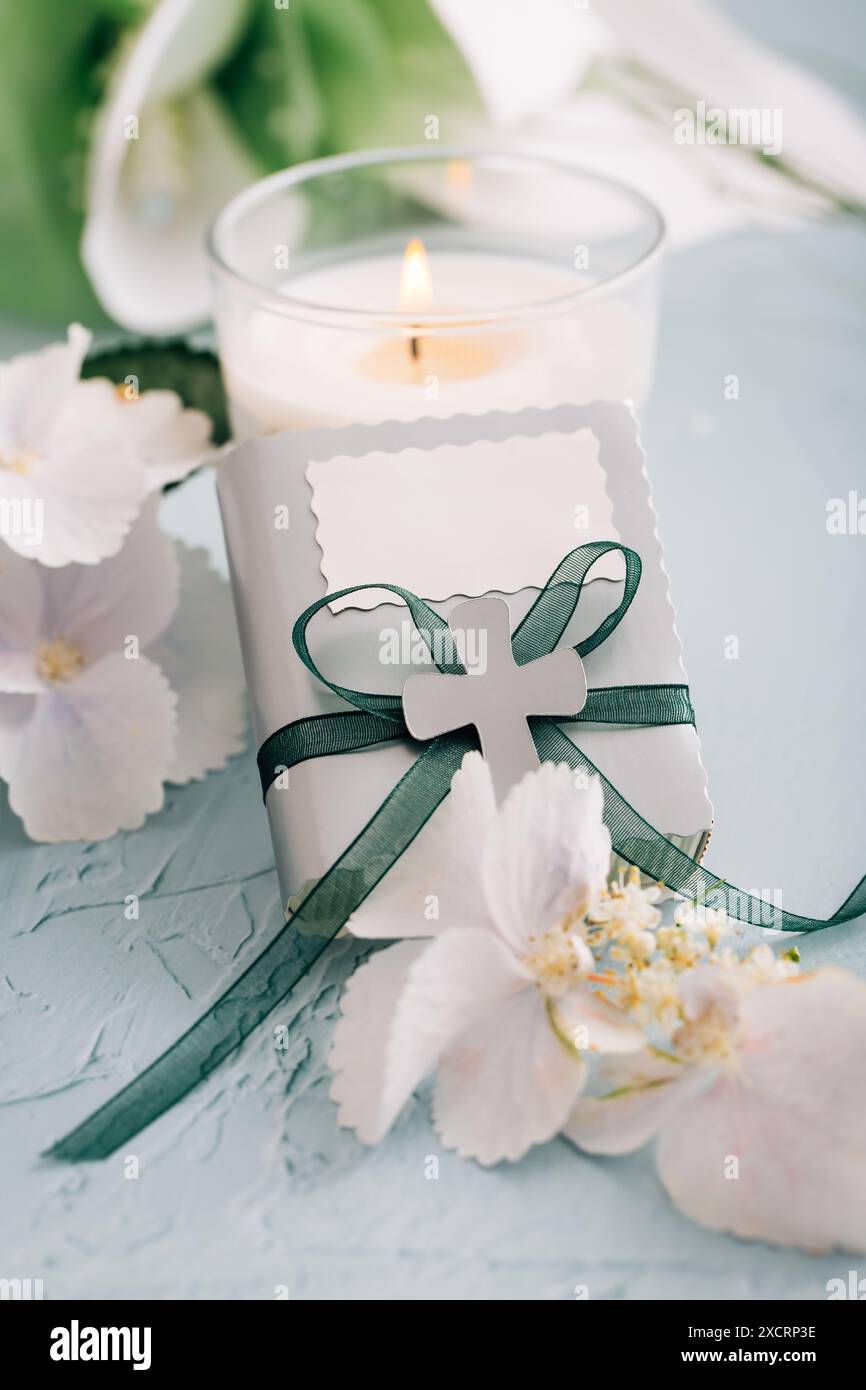 First holy communion or confirmation - candle, small present and ...