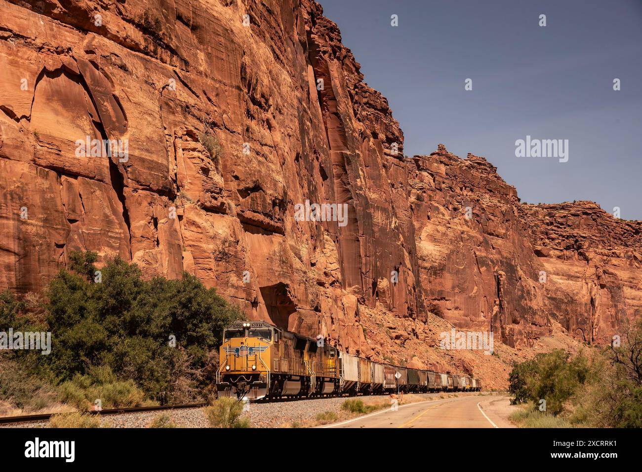 Train picking up ore at Intrepid Potash plant on Highway 279 near Moab ...