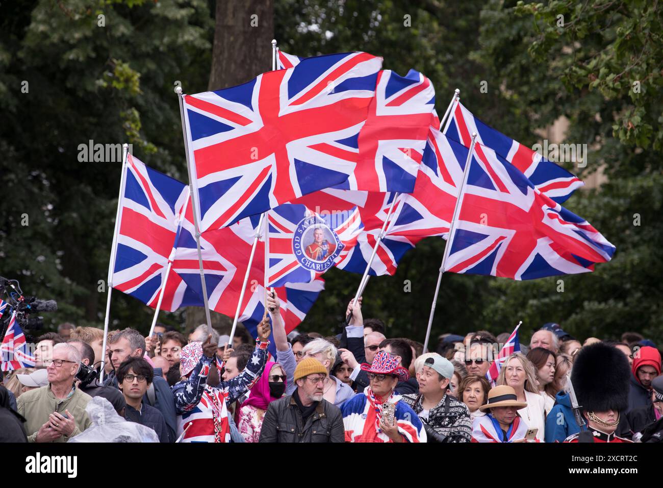 Union Jack Waving Royalists Monarchy Supporters Trooping The Colour ...
