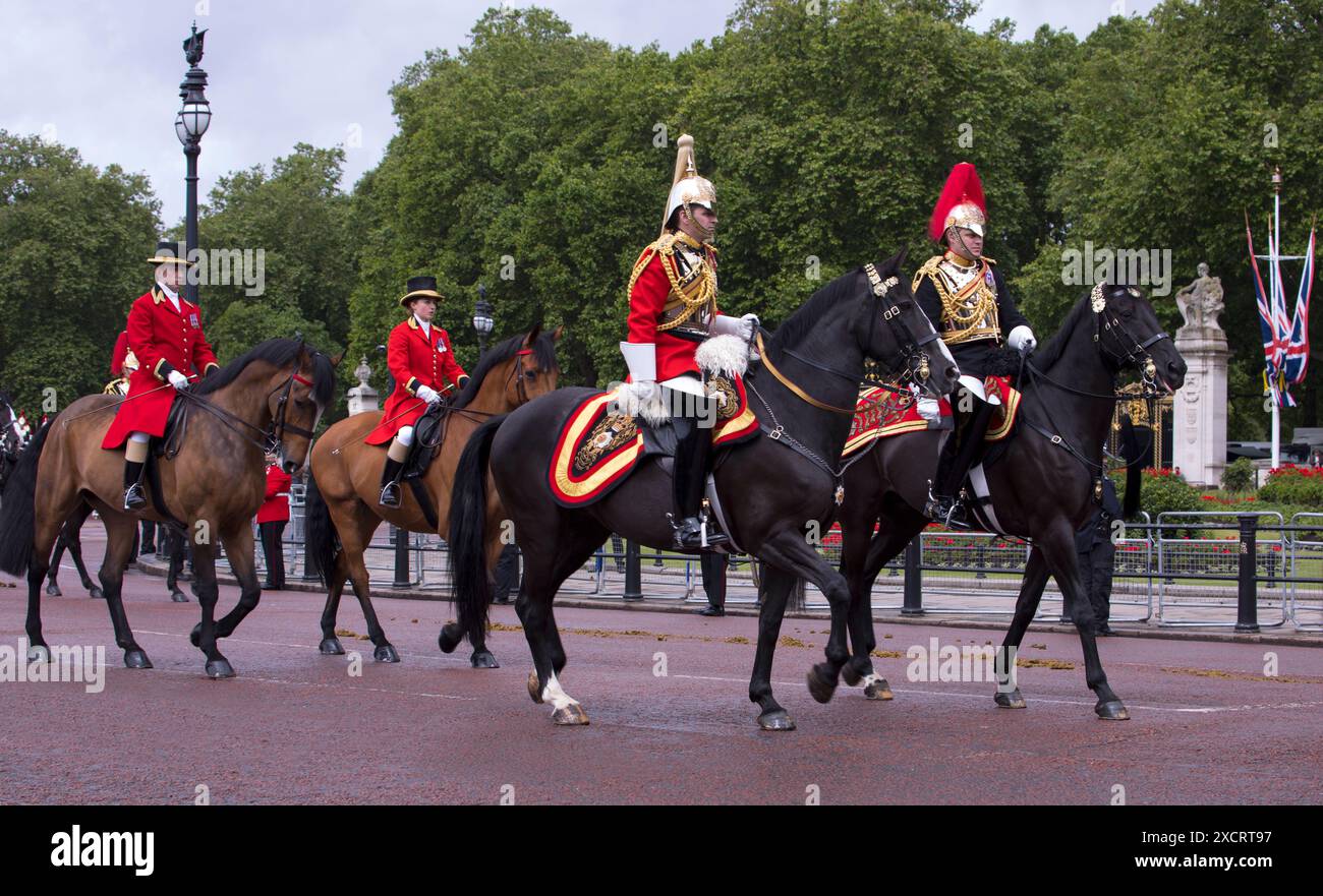 Mounted Lifeguard and Blues and Royals Officers Trooping The Colour ...