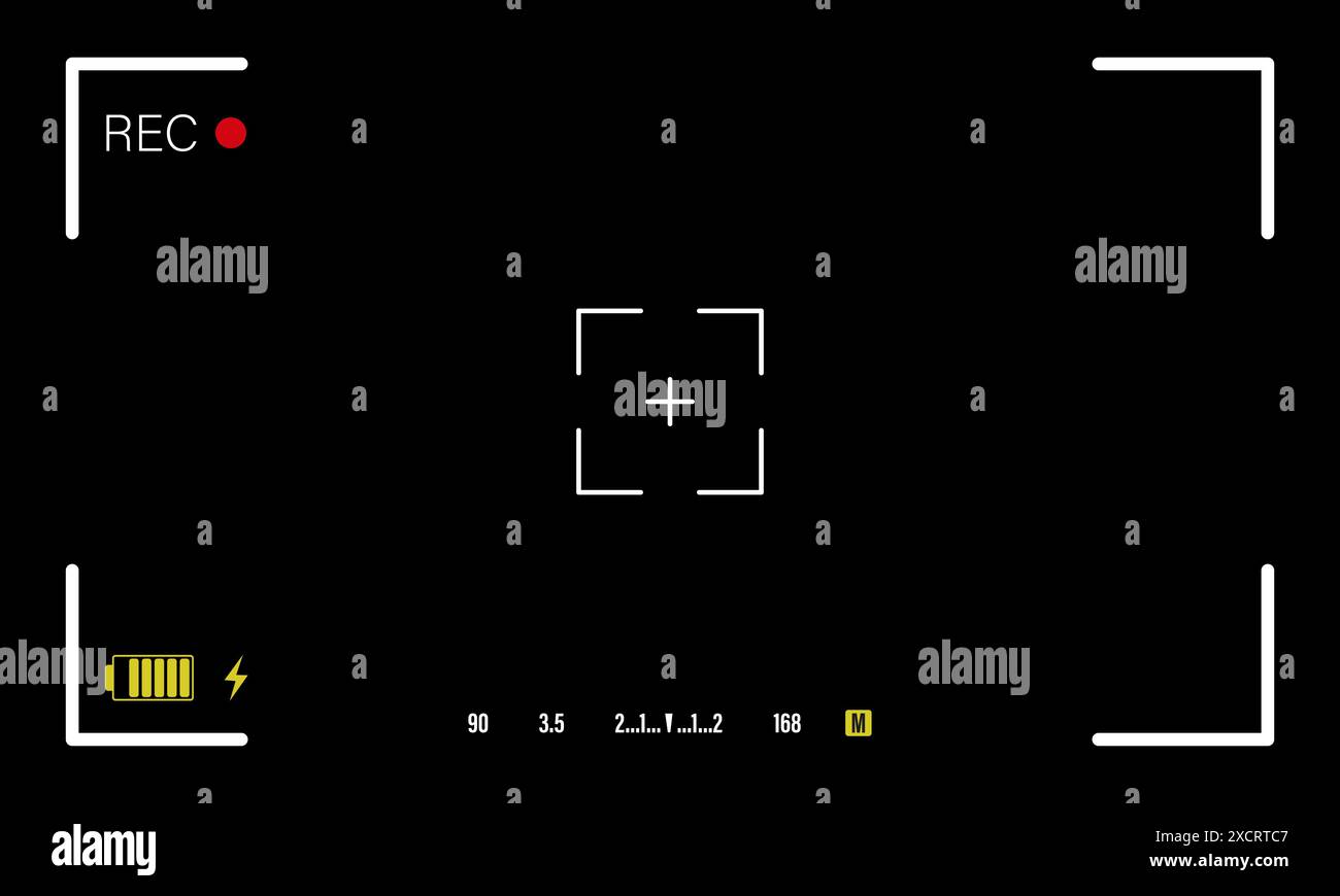 Interface Viewfinder With Digital Camera Settings On Black Background Viewfinder Focusing