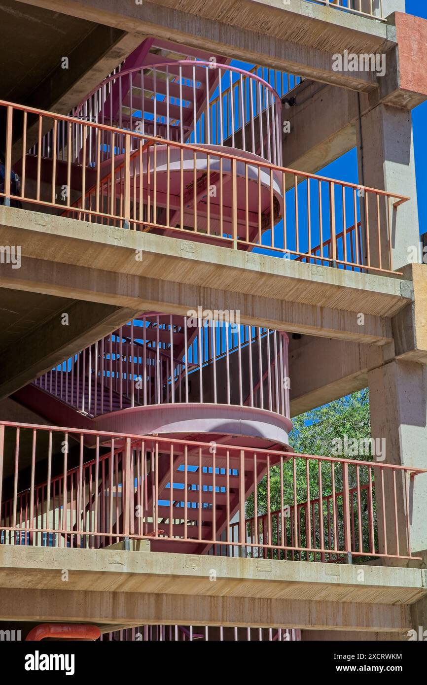 Colorful exterior staircase and railings Stock Photo - Alamy