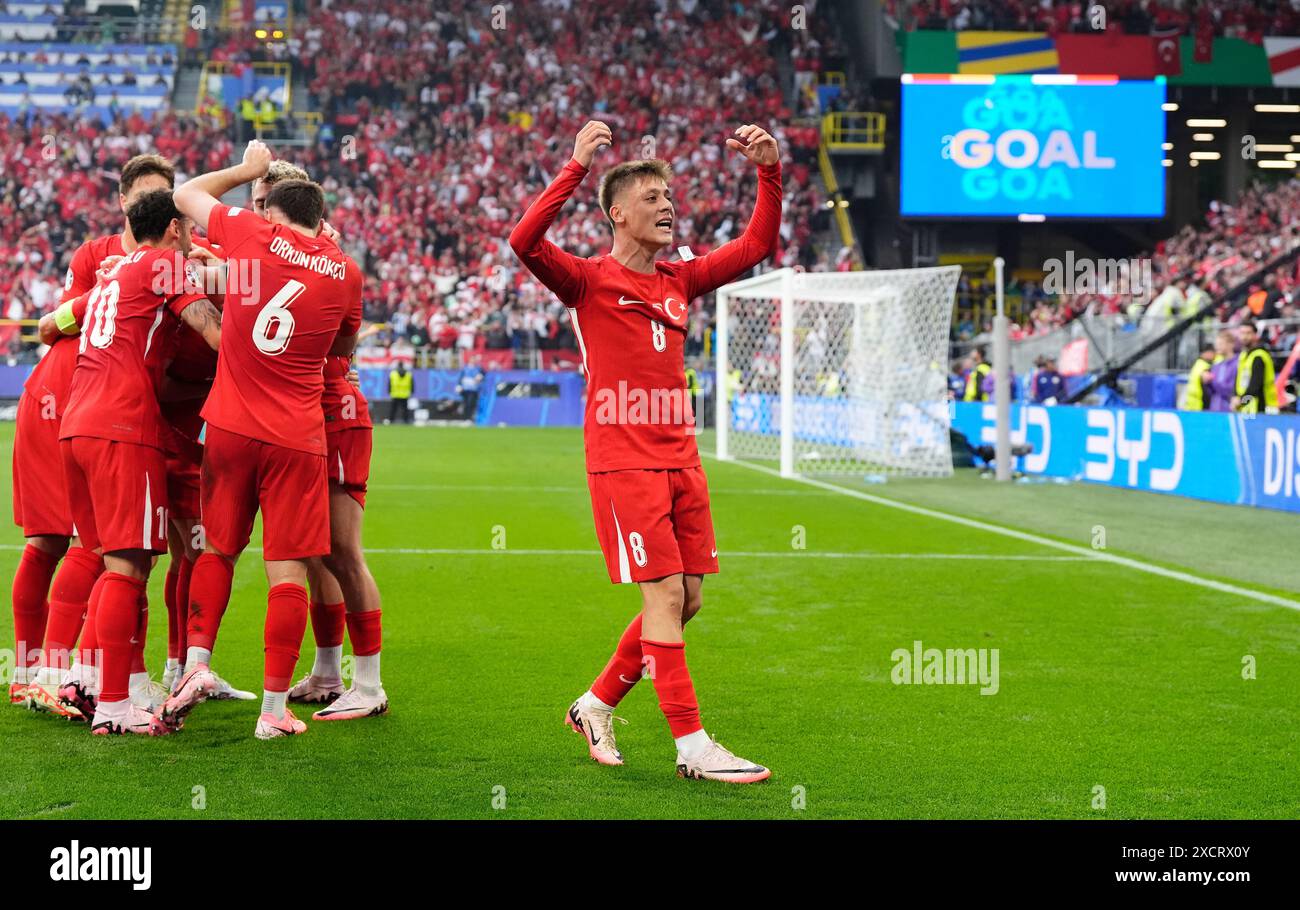 Turkey’s Arda Guler celebrates teammate Mert Muldur (not pictured ...