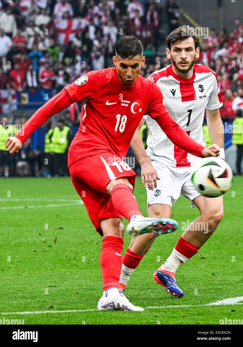 Dortmund - Mert Muldur of Turkiye scores the 1-0 during the UEFA EURO ...