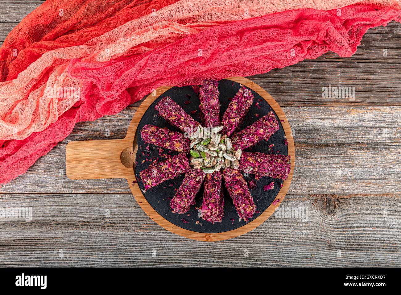 Rosy Turkish Delight with Pistachio and Rose. Sweet roll with roses and ...