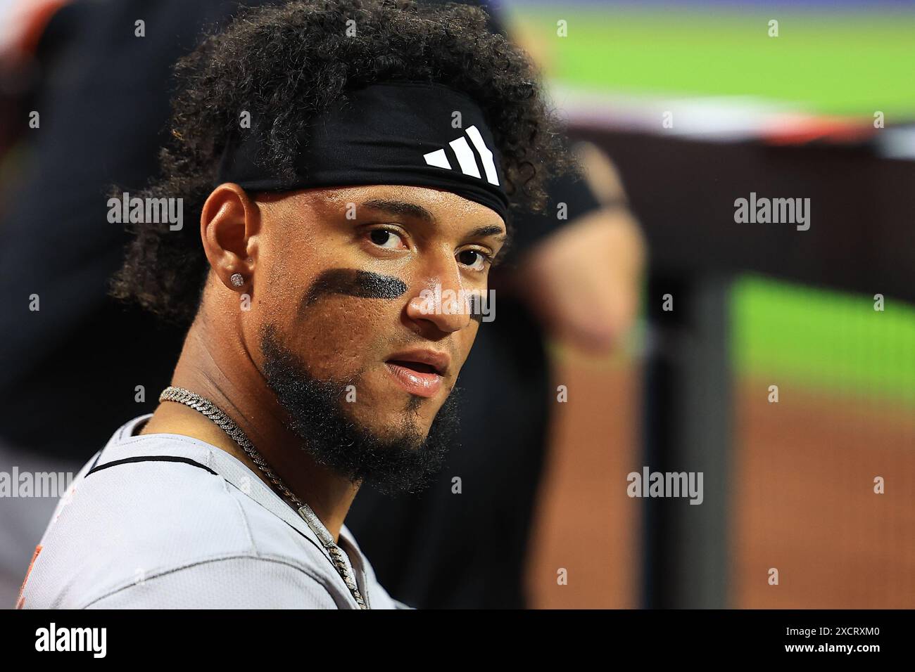San Francisco Giants Luis Matos #29 stands in the hole during the ninth ...