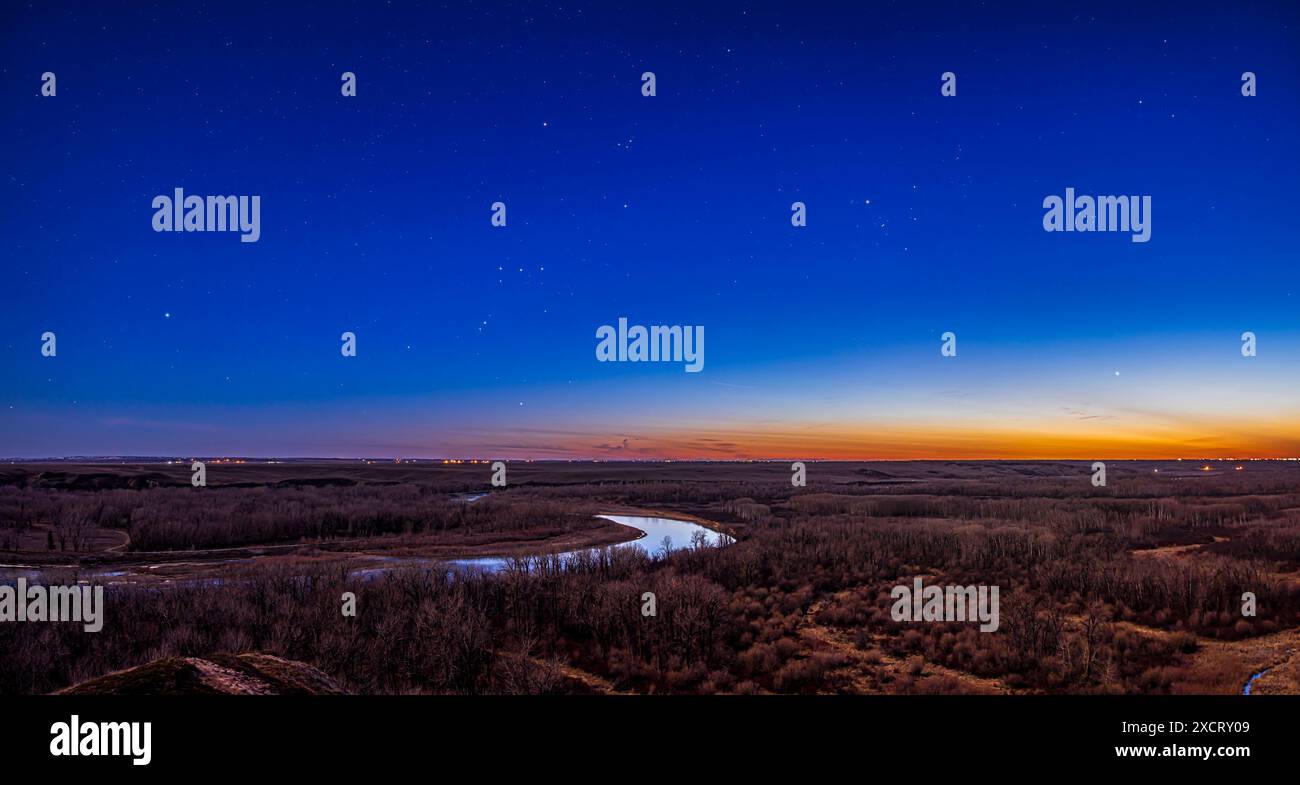 Thiis is a panorama of Orion and the winter stars setting into the ...