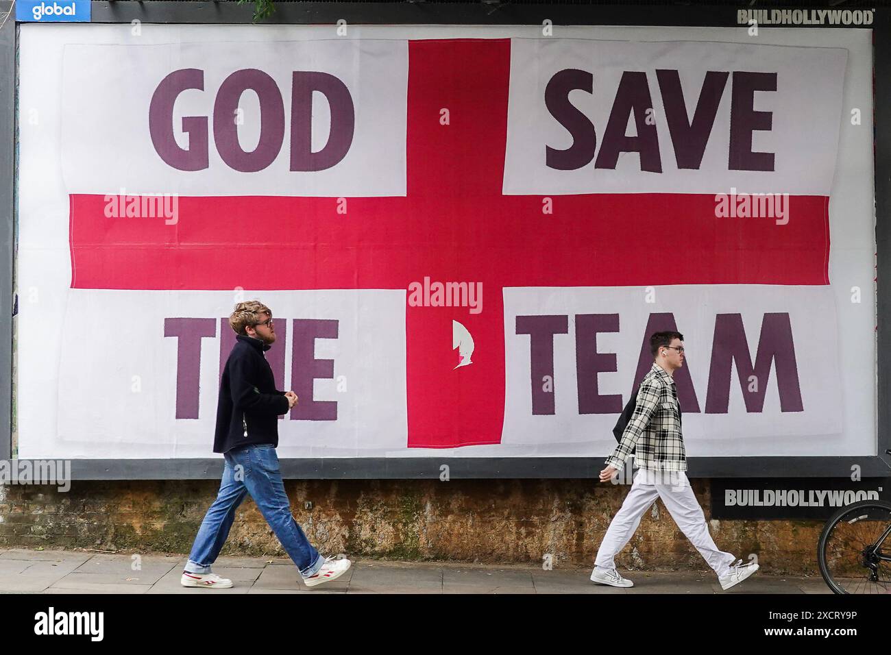 London, UK. 18 Jun 2024. GOD SAVE THE TEAM billboards are artist Corbin ...