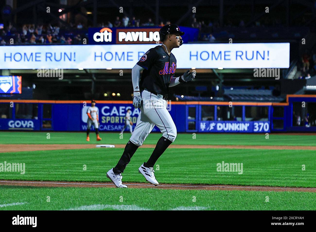 New York Mets Mark Vientos #27 rounds bases after homering during the ...