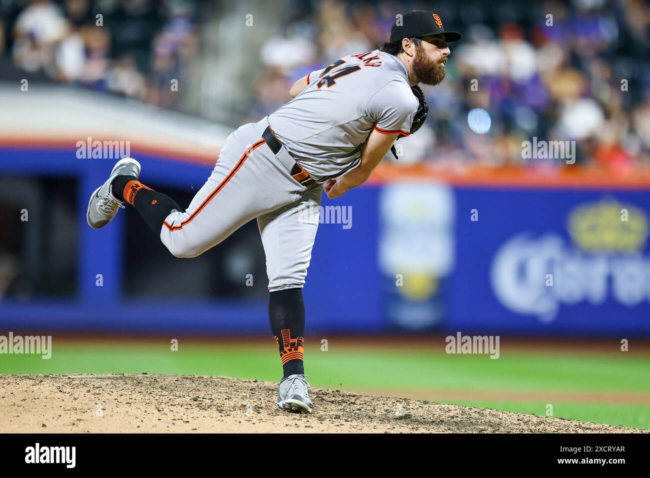 San Francisco Giants pitcher Ryan Walker #74 comes off field during the ...