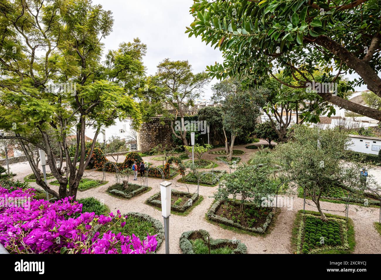 Garden of Tavira Castle in Portugal. 11th-century castle ruins ...