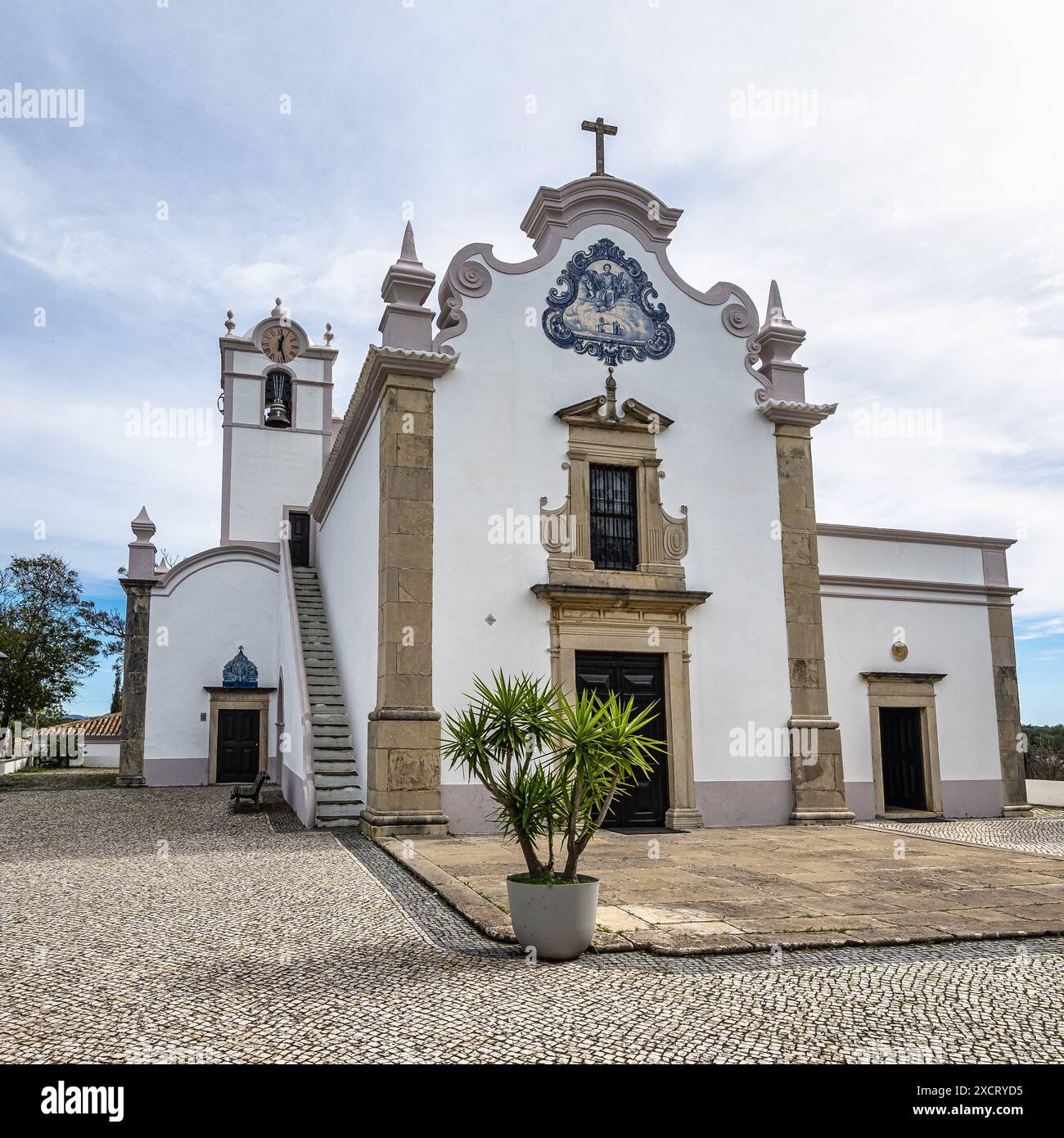 The Church Igreja de Sao Lourenco in the old town of Almancil at the ...