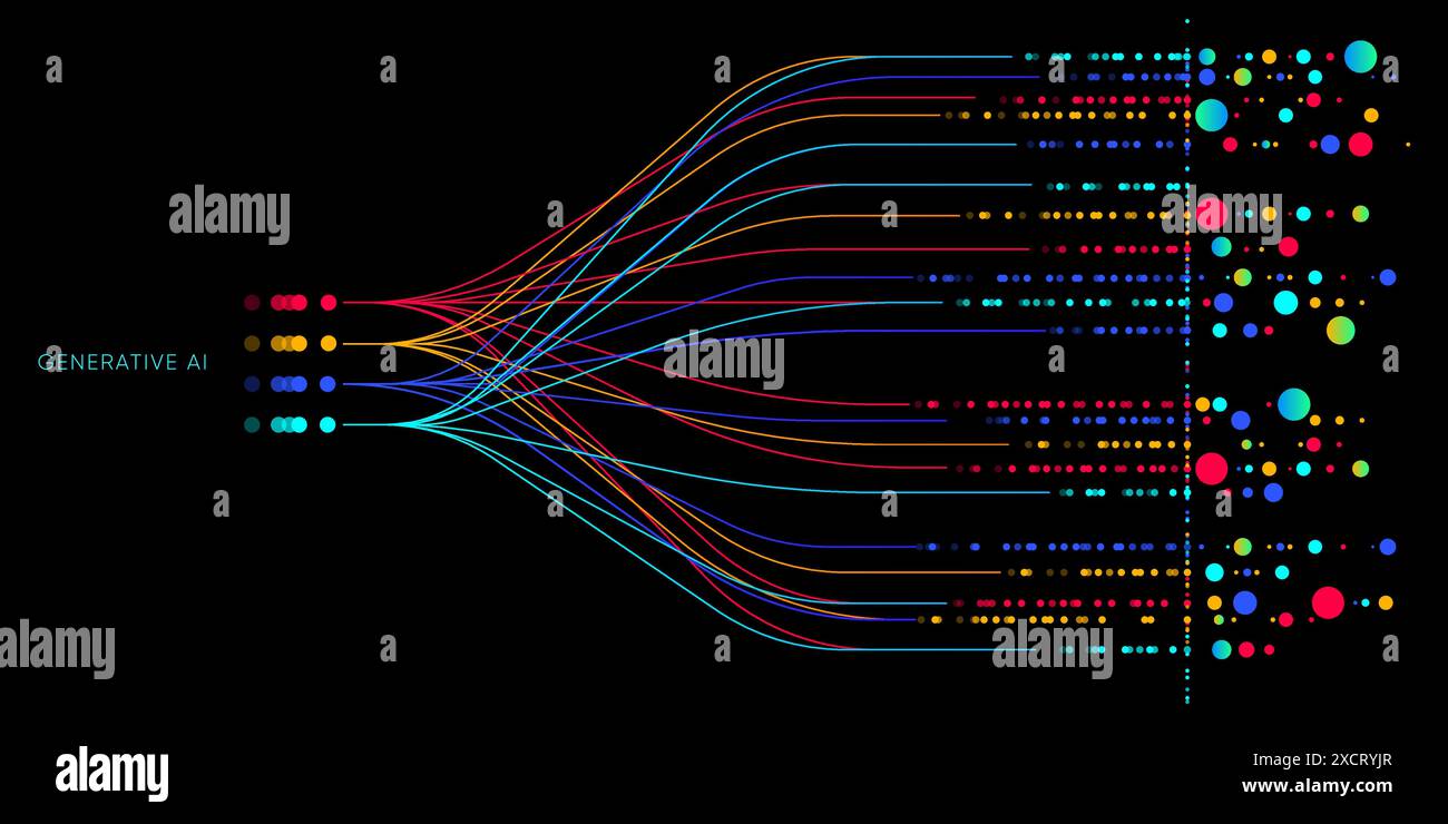 Illustration of abstract stream. Artificial intelligence. Big data ...