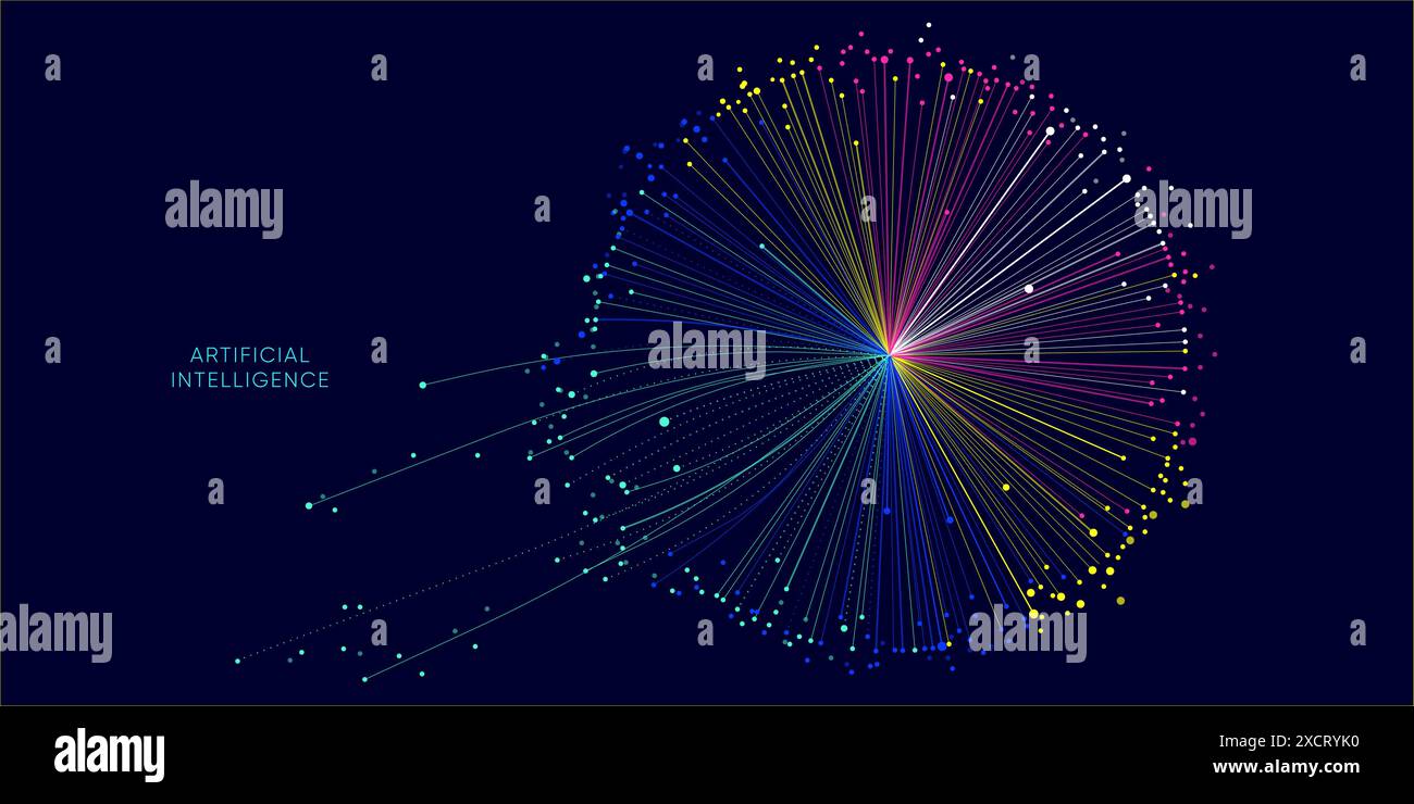 Illustration of abstract stream. Artificial intelligence. Big data ...