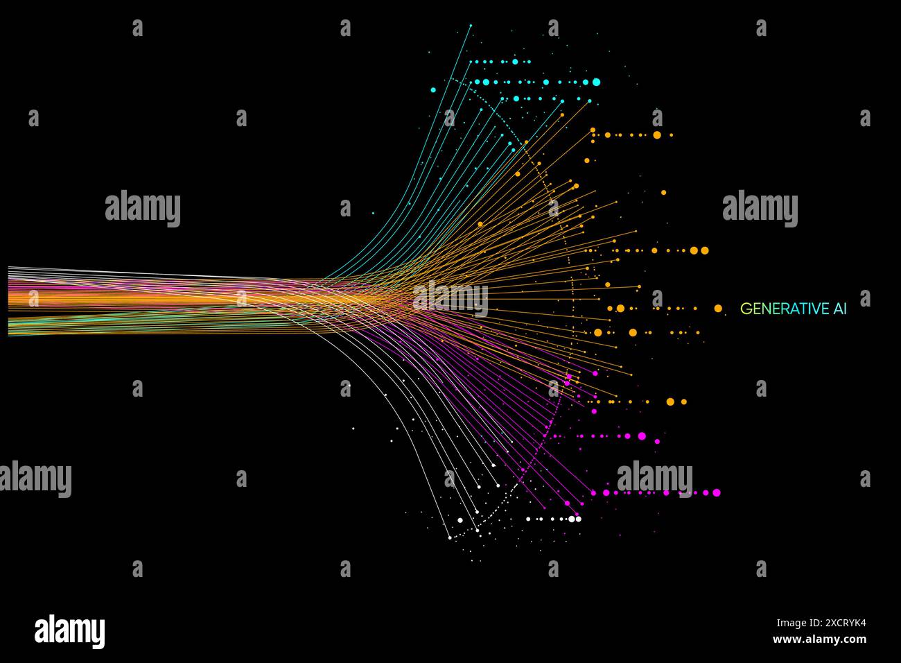Illustration of abstract stream. Artificial intelligence. Big data ...