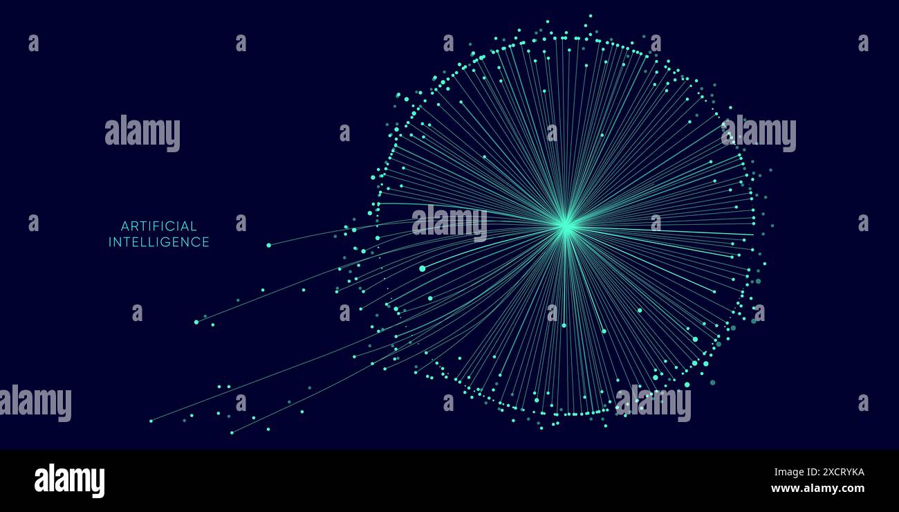 Illustration of abstract stream. Artificial intelligence. Big data ...