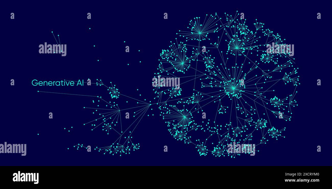 Illustration of abstract stream. Artificial intelligence. Big data ...