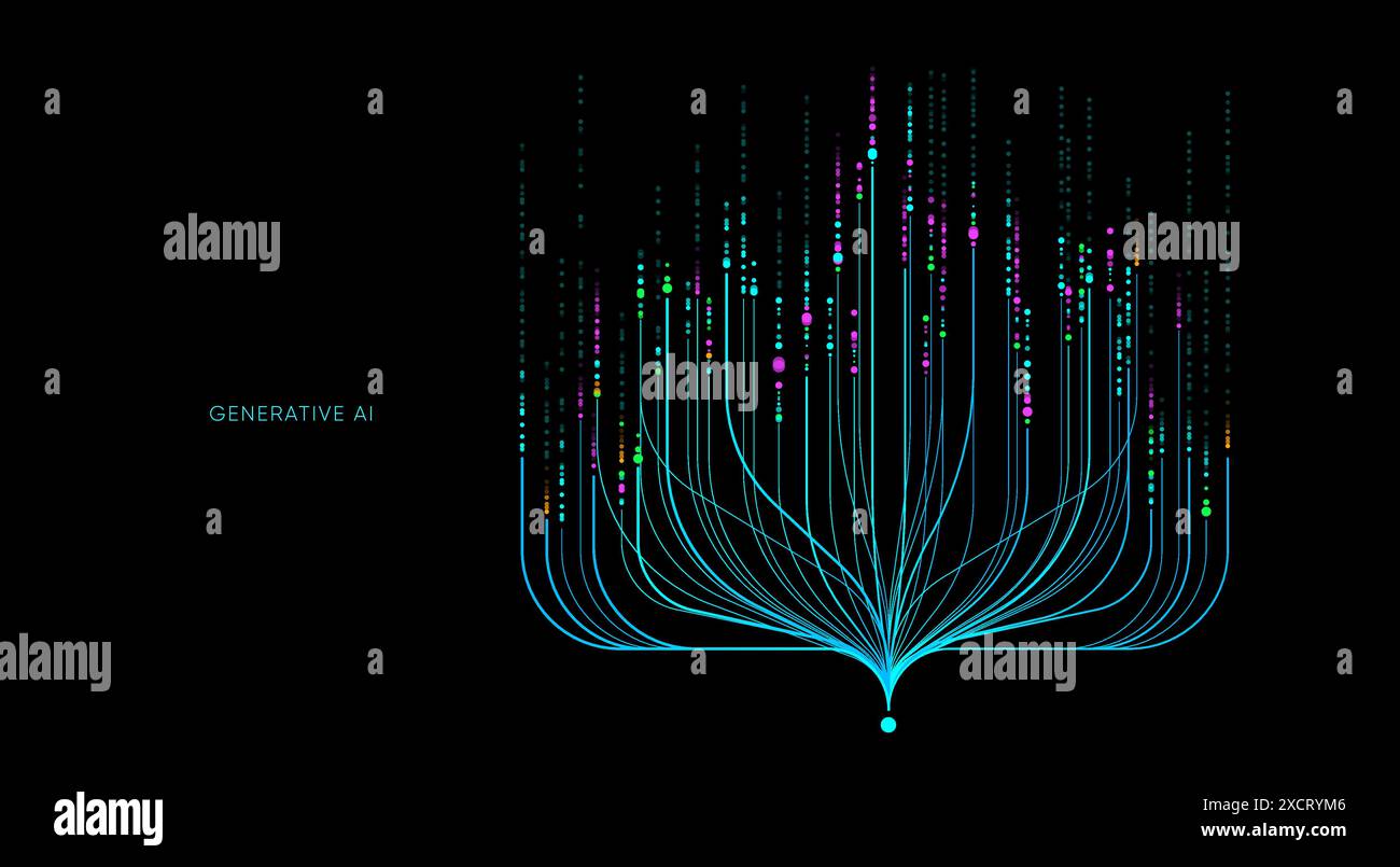 Illustration of abstract stream. Artificial intelligence. Big data ...