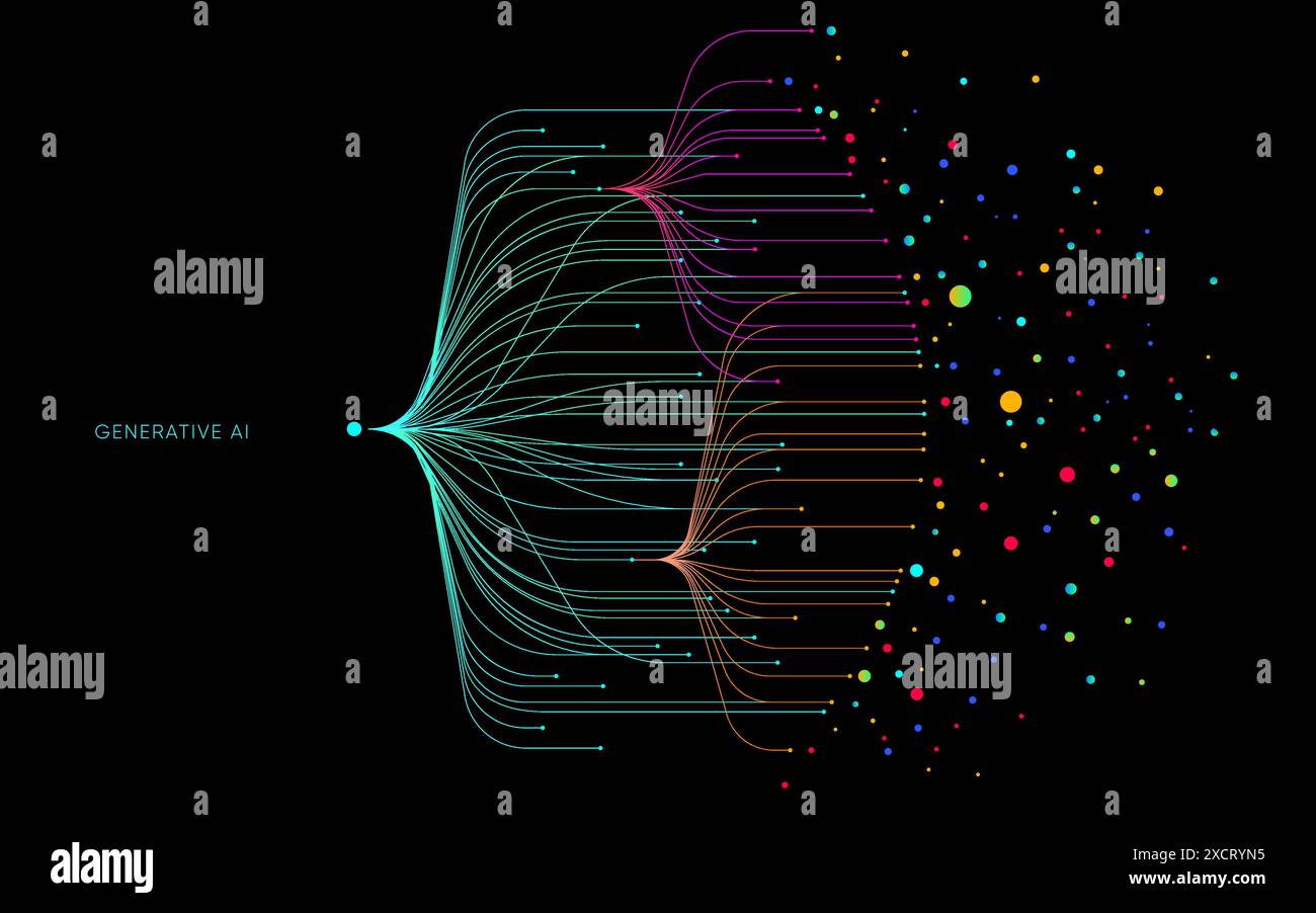 Illustration of abstract stream. Artificial intelligence. Big data ...