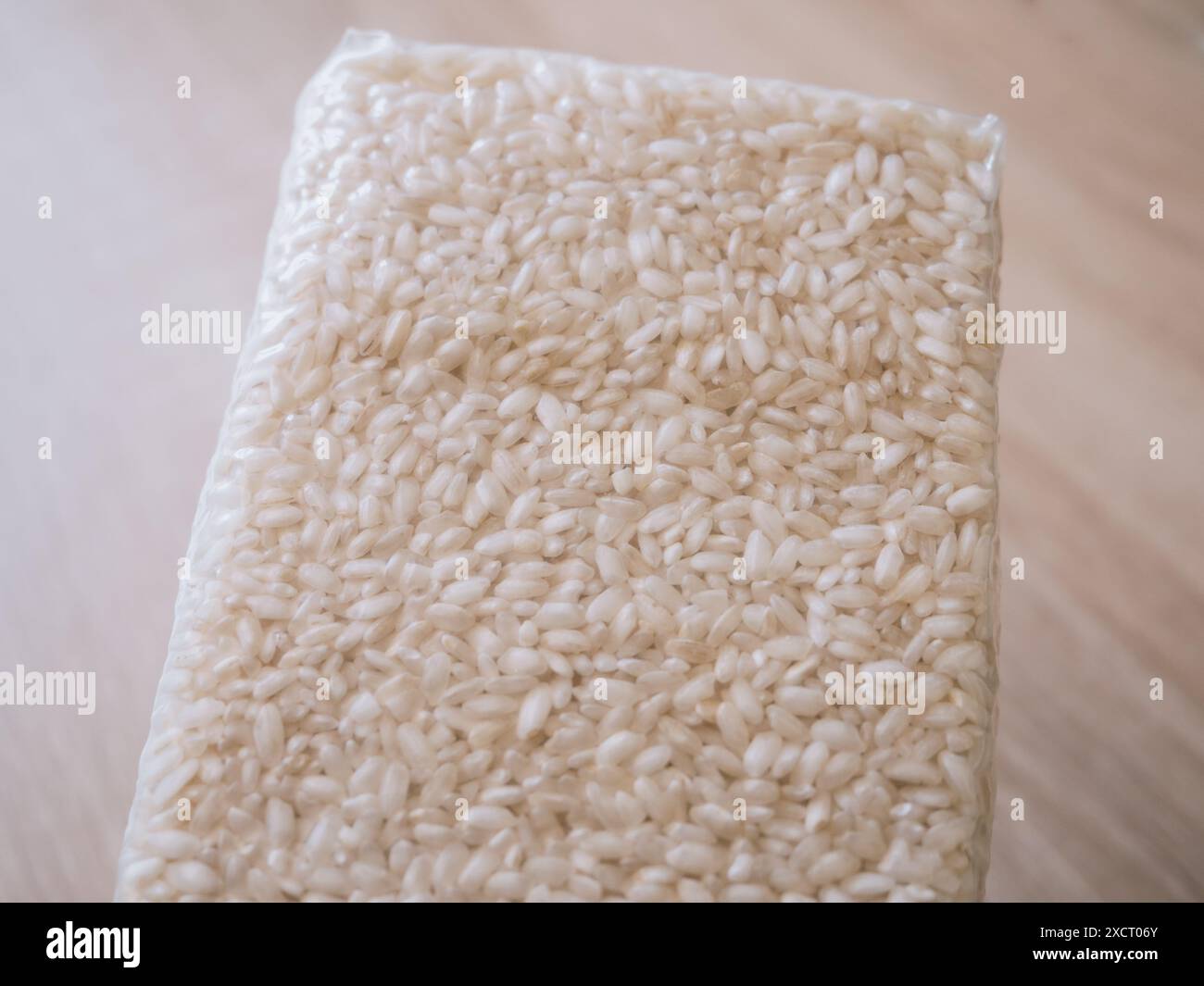 Packaging of rice for making risotto. Vacuum packed to preserve the ...
