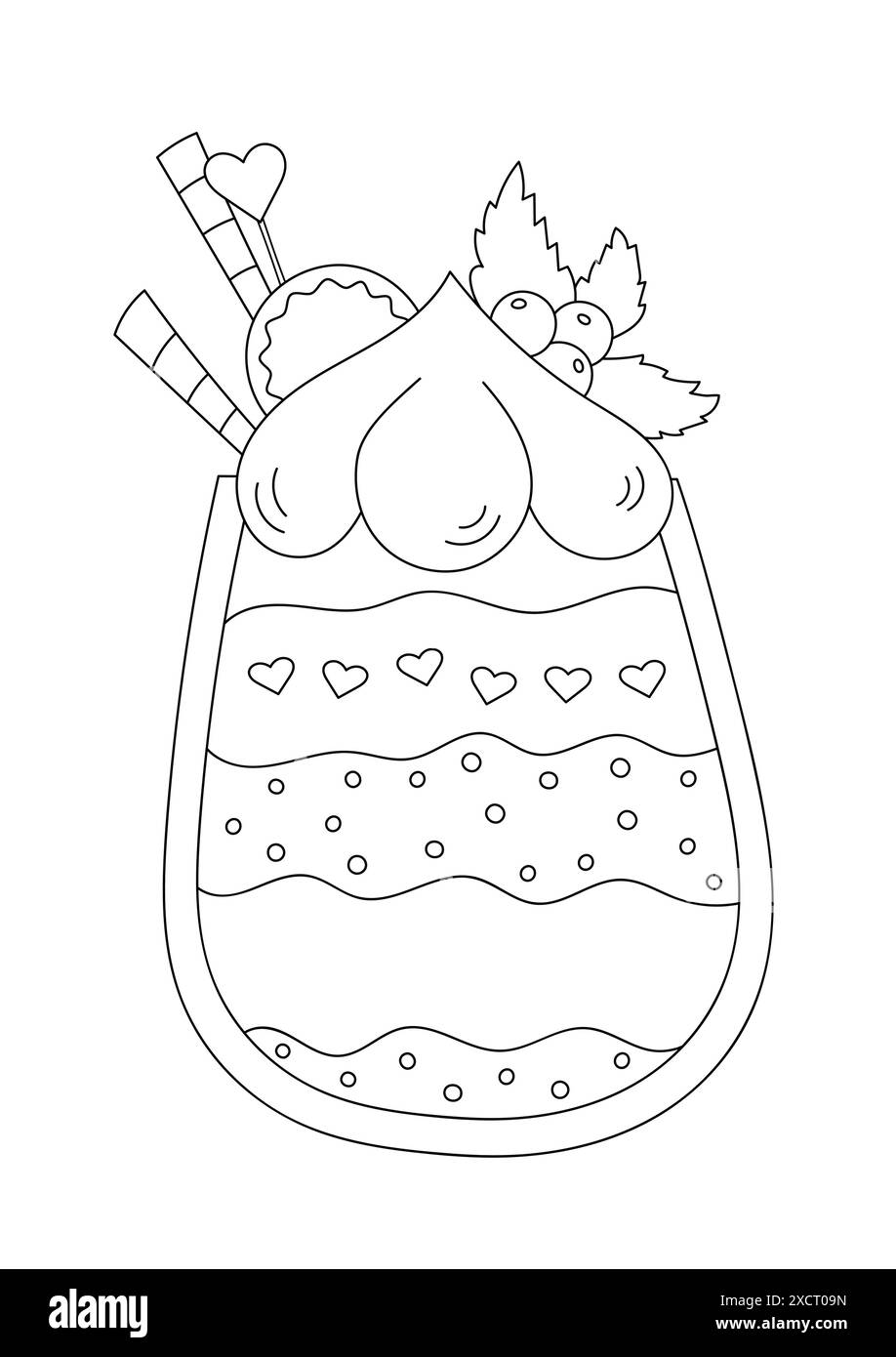 Coloring Page For Adults And Children Features Dessert In A Glass ...