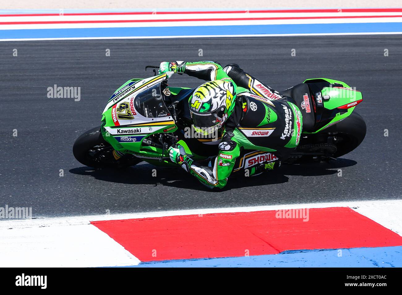 Axel Bassani of Kawasaki Racing Team WorldSBK with Kawasaki ZX-10RR seen in action during the ...