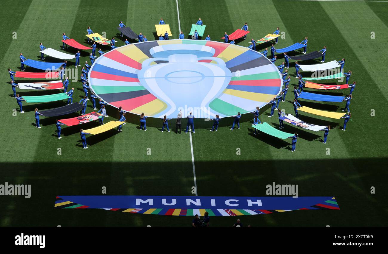 MUNICH, GERMANY - JUNE 17: A general view as pitch attendees layout the ...