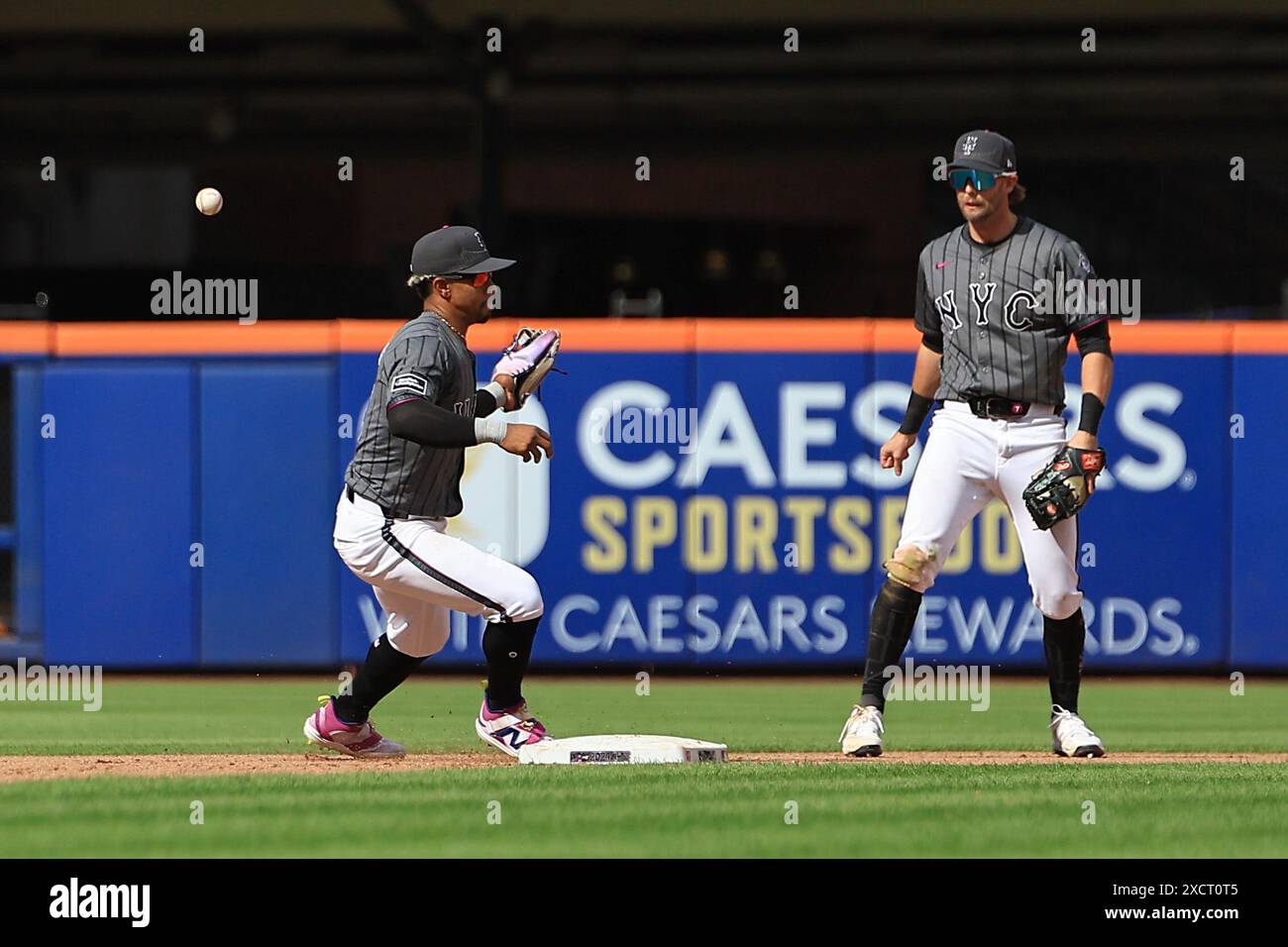 New York Mets shortstop Francisco Lindor #12 can’t handle the throw ...