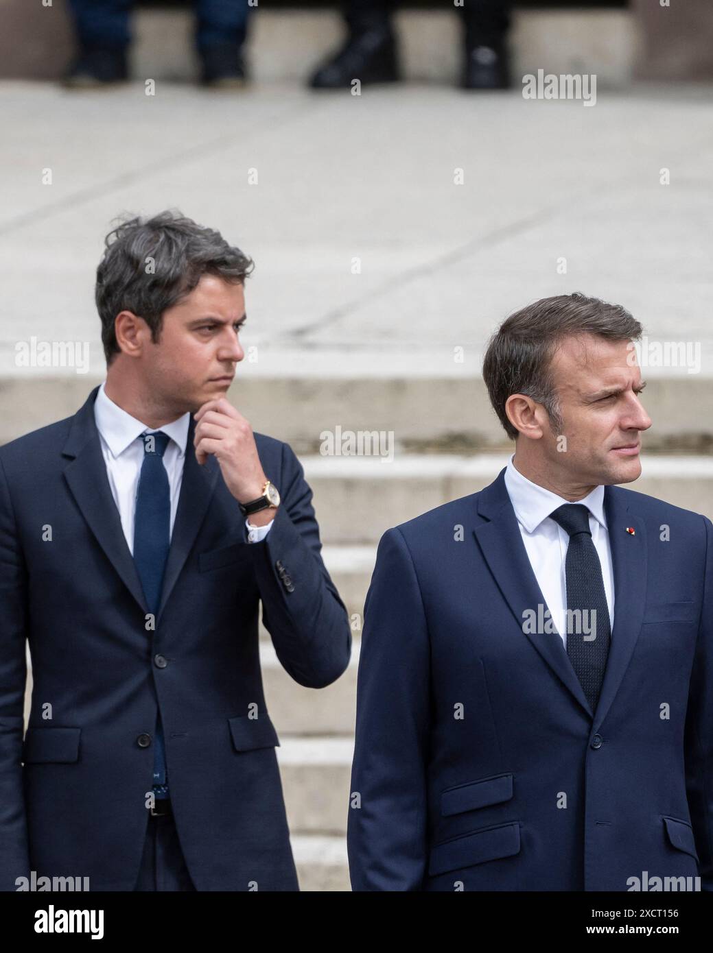 French President Emmanuel Macron and France's Prime Minister Gabriel ...