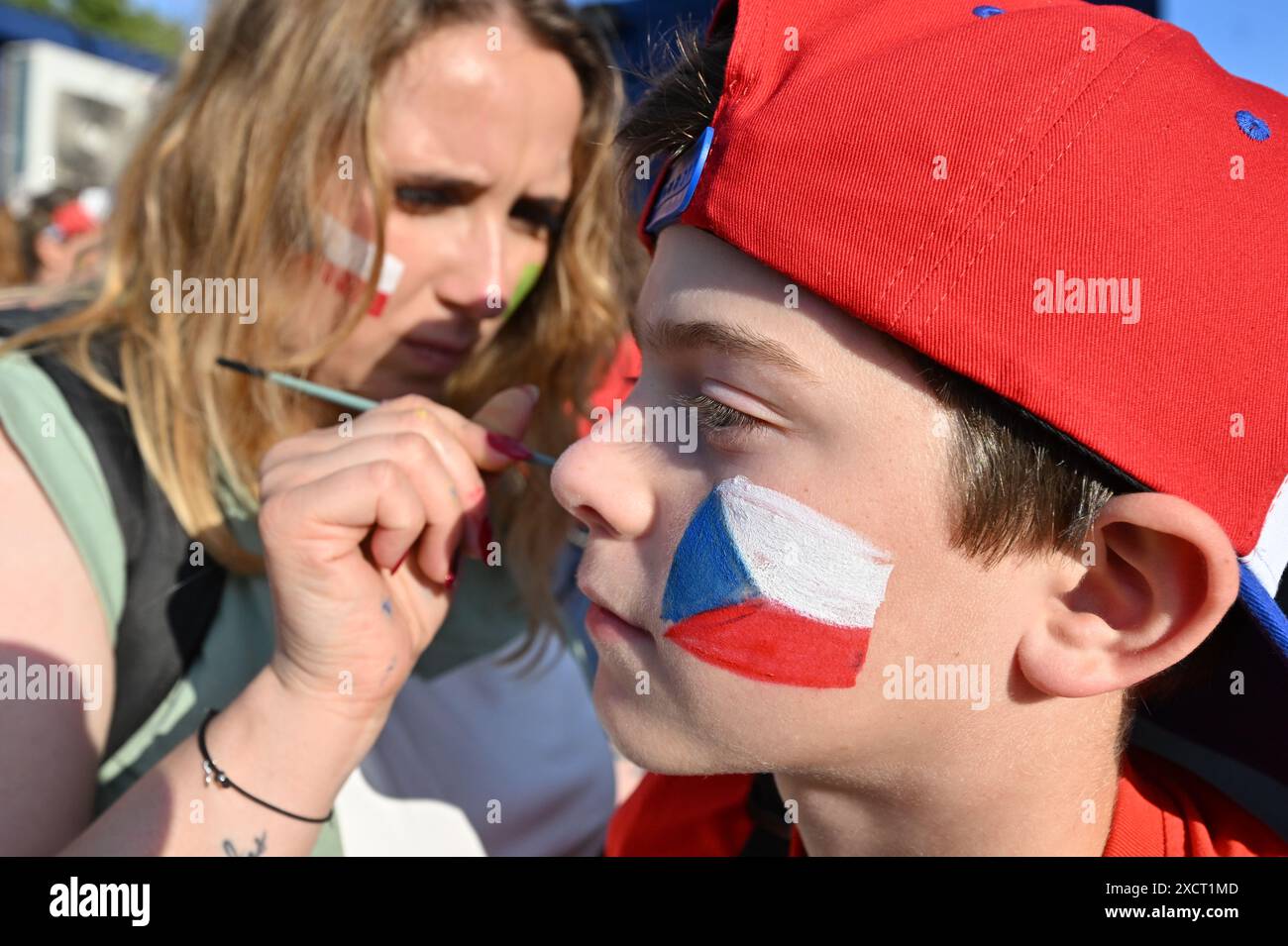 Lipsko, Germany. 18th June, 2024. Czech football fans in action prior ...