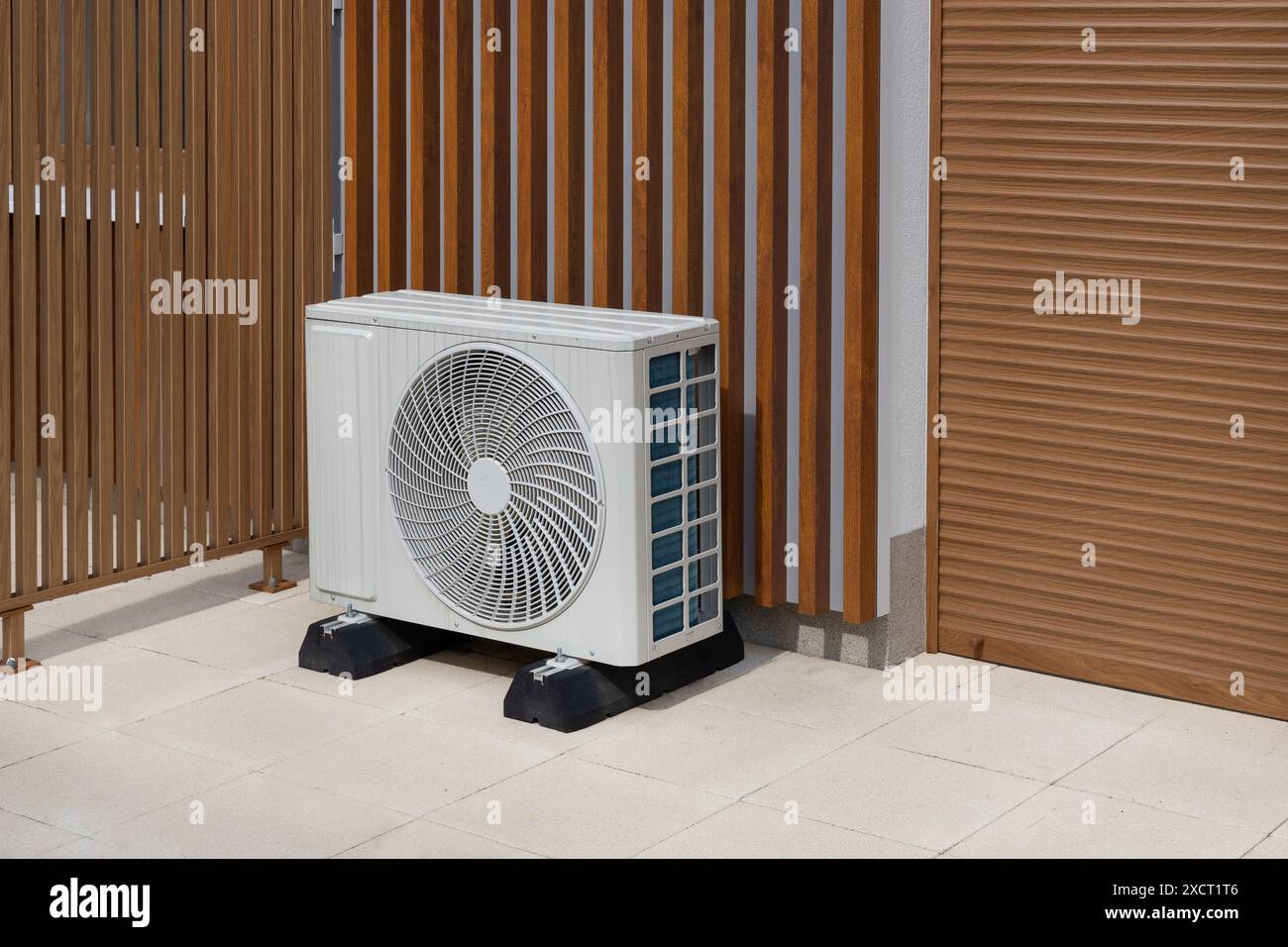 Modern Heat Pump Unit Outside Building Stock Photo - Alamy