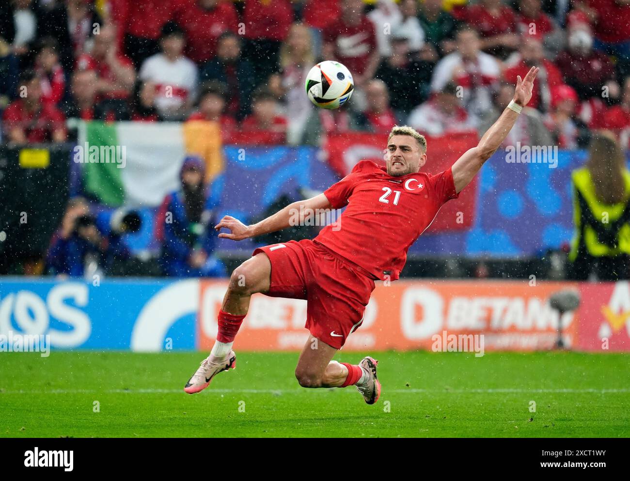 Turkey’s Baris Alper Yilmaz attempts a shot on goal during the UEFA ...
