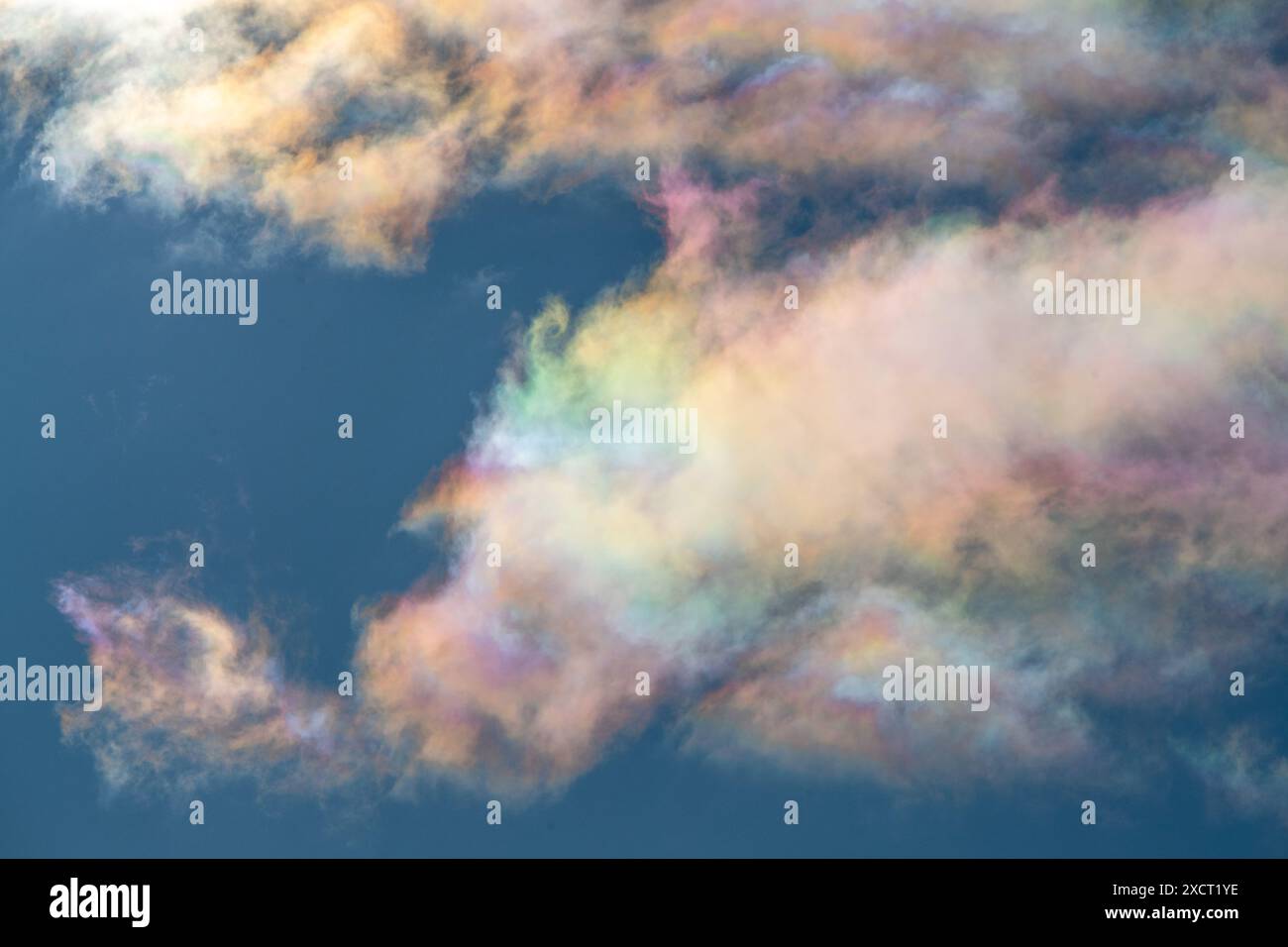 Unique phenomena of iridescent clouds with rainbow colors in natural ...