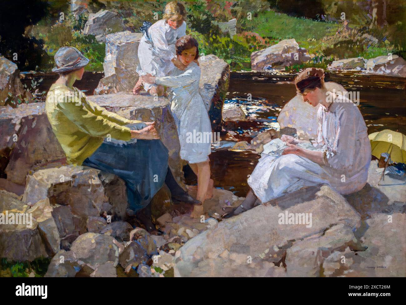 Holidays by Harry Watson (1871-1936), oil on canvas, 1920 Stock Photo ...