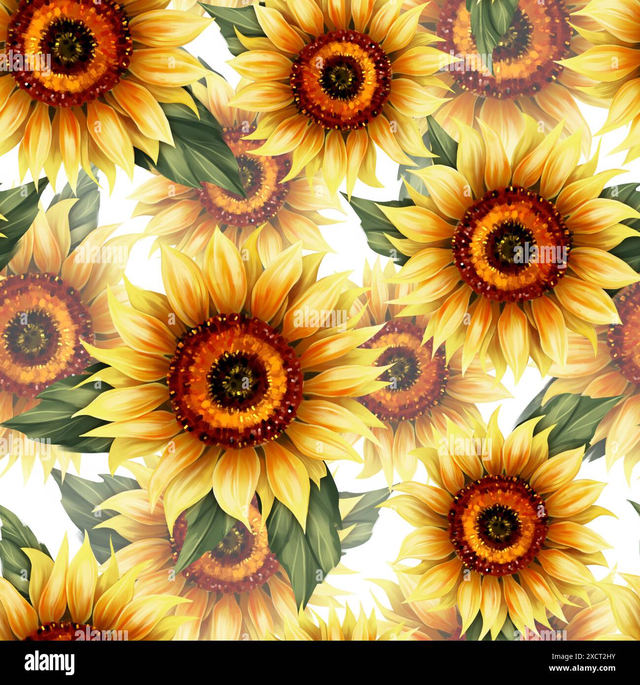 Sunflower floral seamless pattern. Bright summer background Stock Photo ...