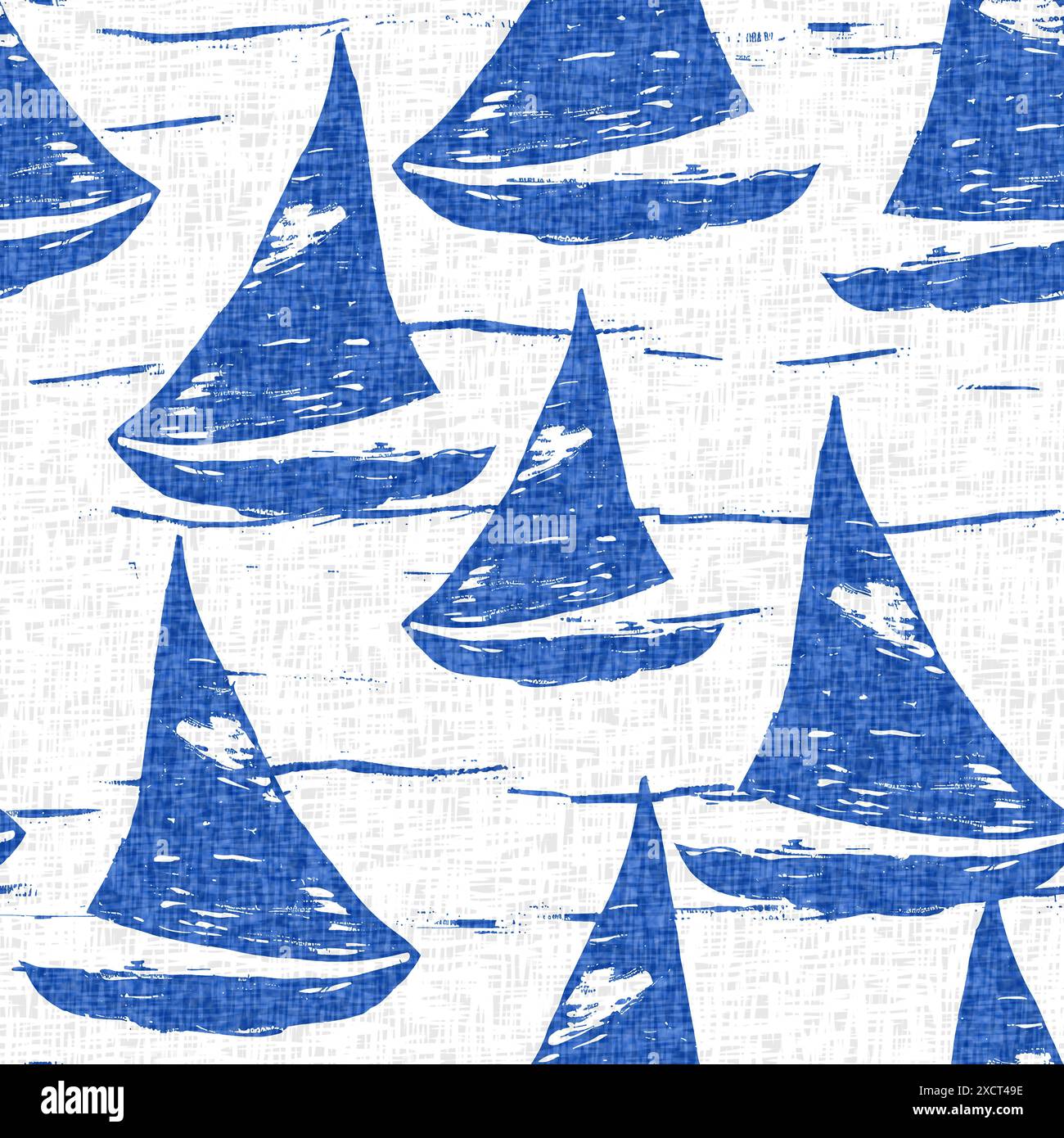Coastal sail boat in azure ocean blue seamless background. Modern ...