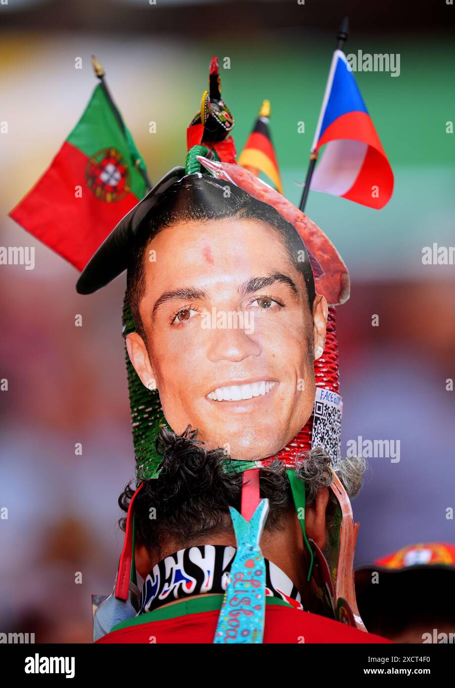 A Portugal fan wears a Cristiano Ronaldo mask ahead of the UEFA Euro ...