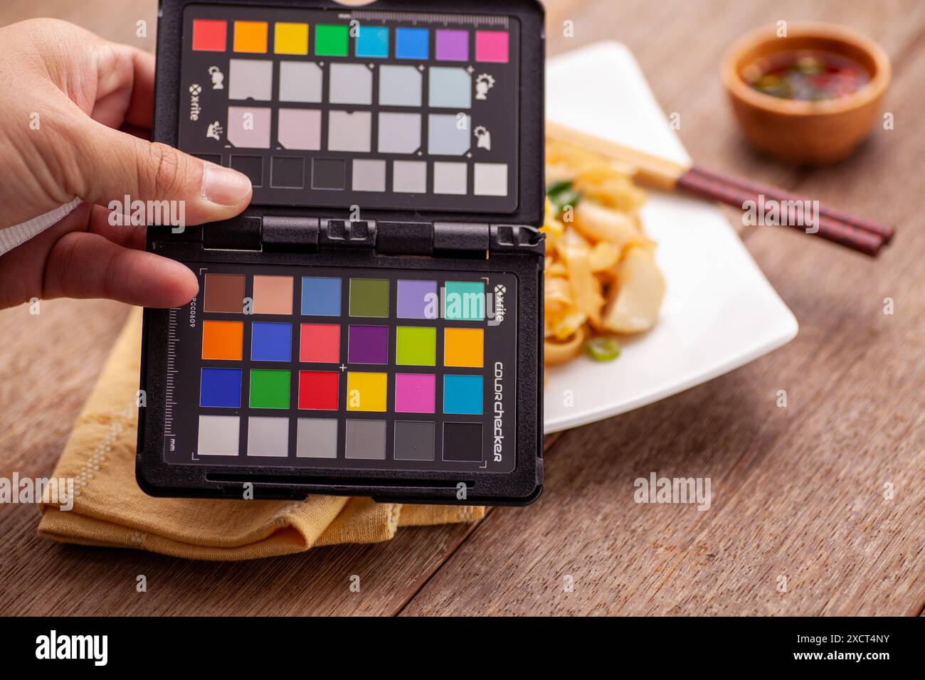 Fried Kway Teo Seafood with Color Checker Stock Photo - Alamy
