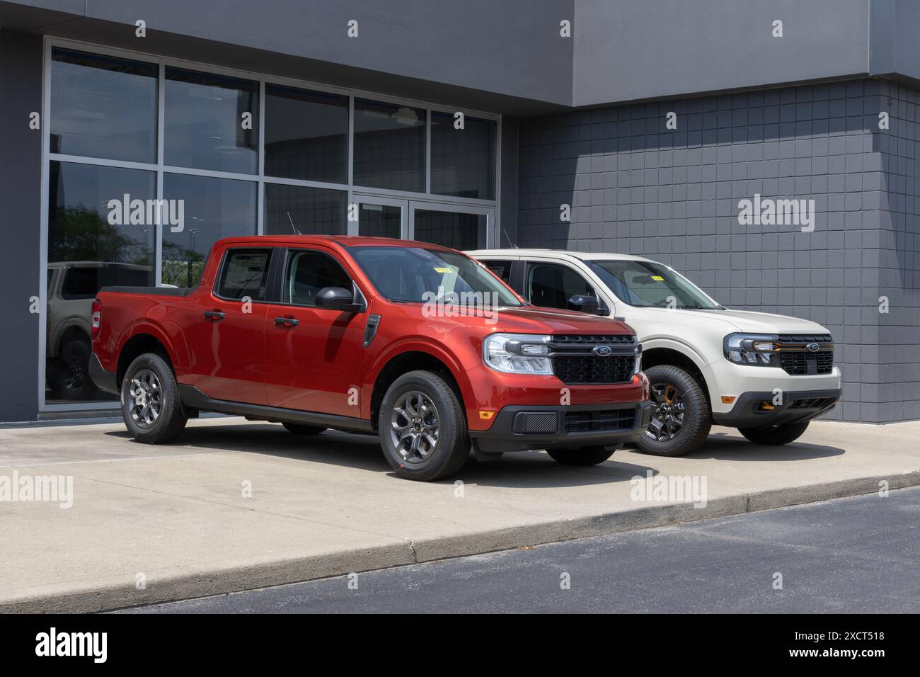 Plainfield - June 16, 2024: Ford Maverick XLT and Tremor display at a ...