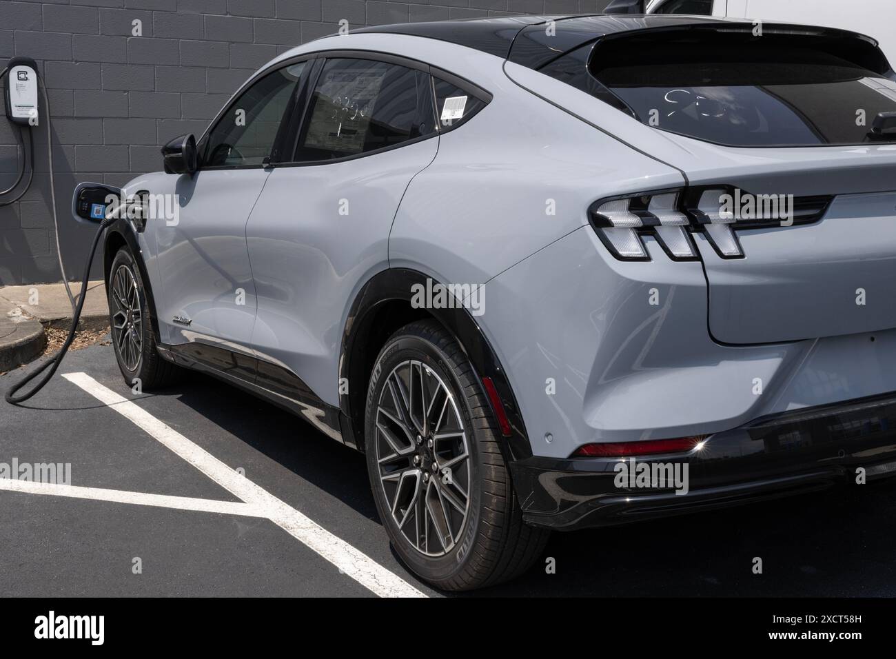 Plainfield - June 16, 2024: Ford Mustang Mach-E Premium EV Electric SUV ... Plainfield - June 16, 2024: Ford Mustang Mach-E Premium EV Electric SUV ...