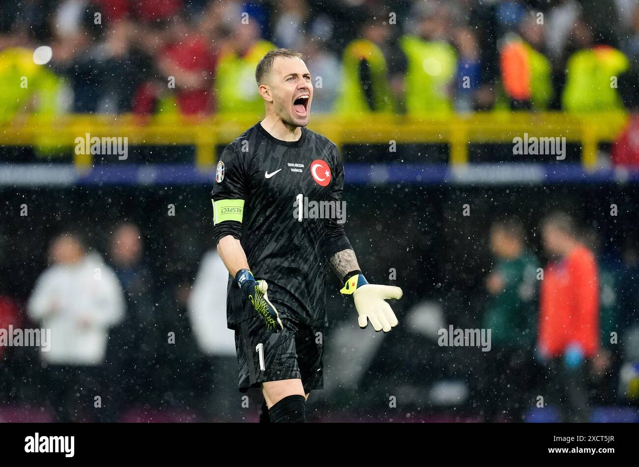 Turkey goalkeeper Mert Gunok celebrates their sides victory in the UEFA ...
