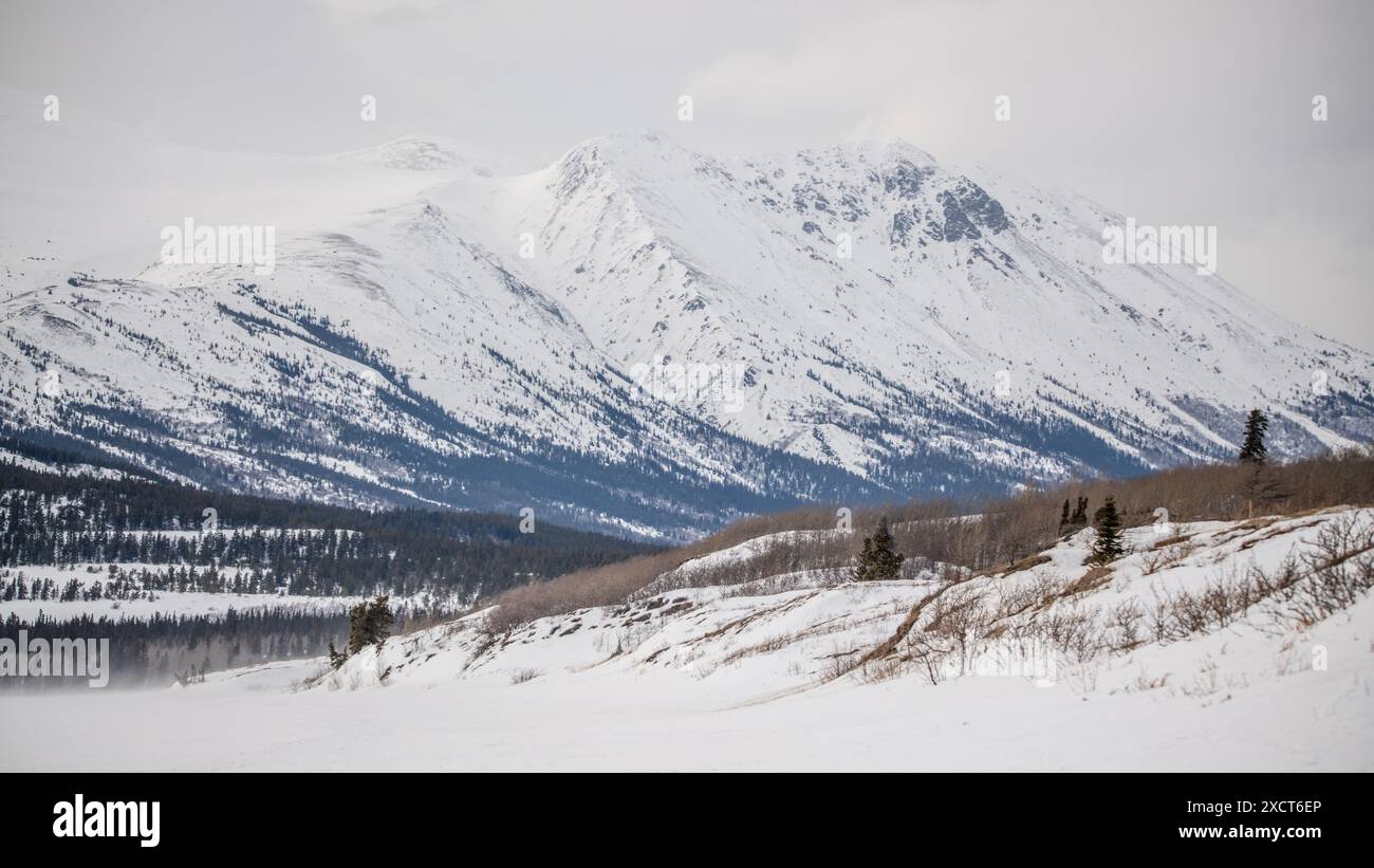 Magnificent winter snow capped mountain landscape seen in Southern ...