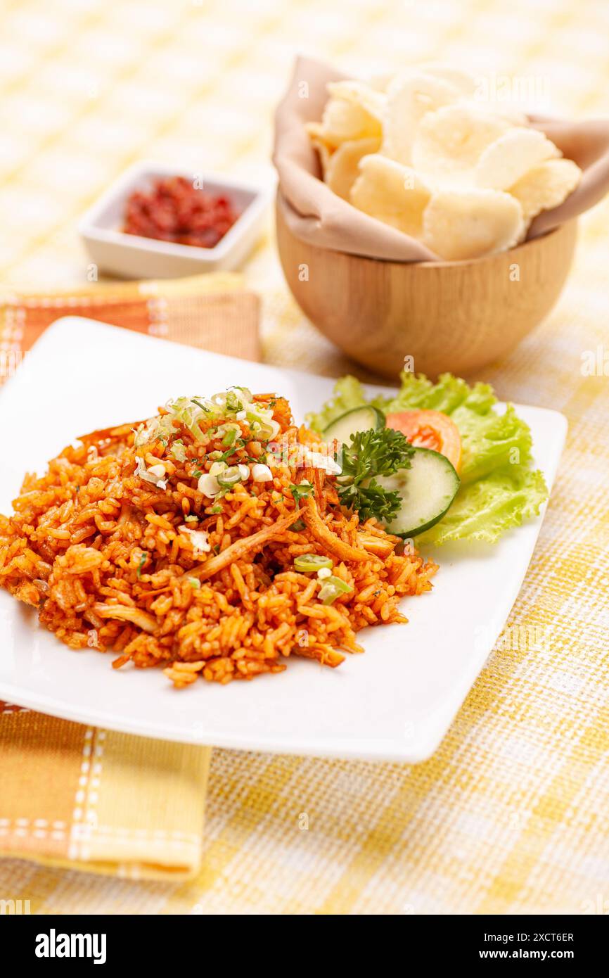Fried Rice Chilli Spicy With Crackers Stock Photo - Alamy