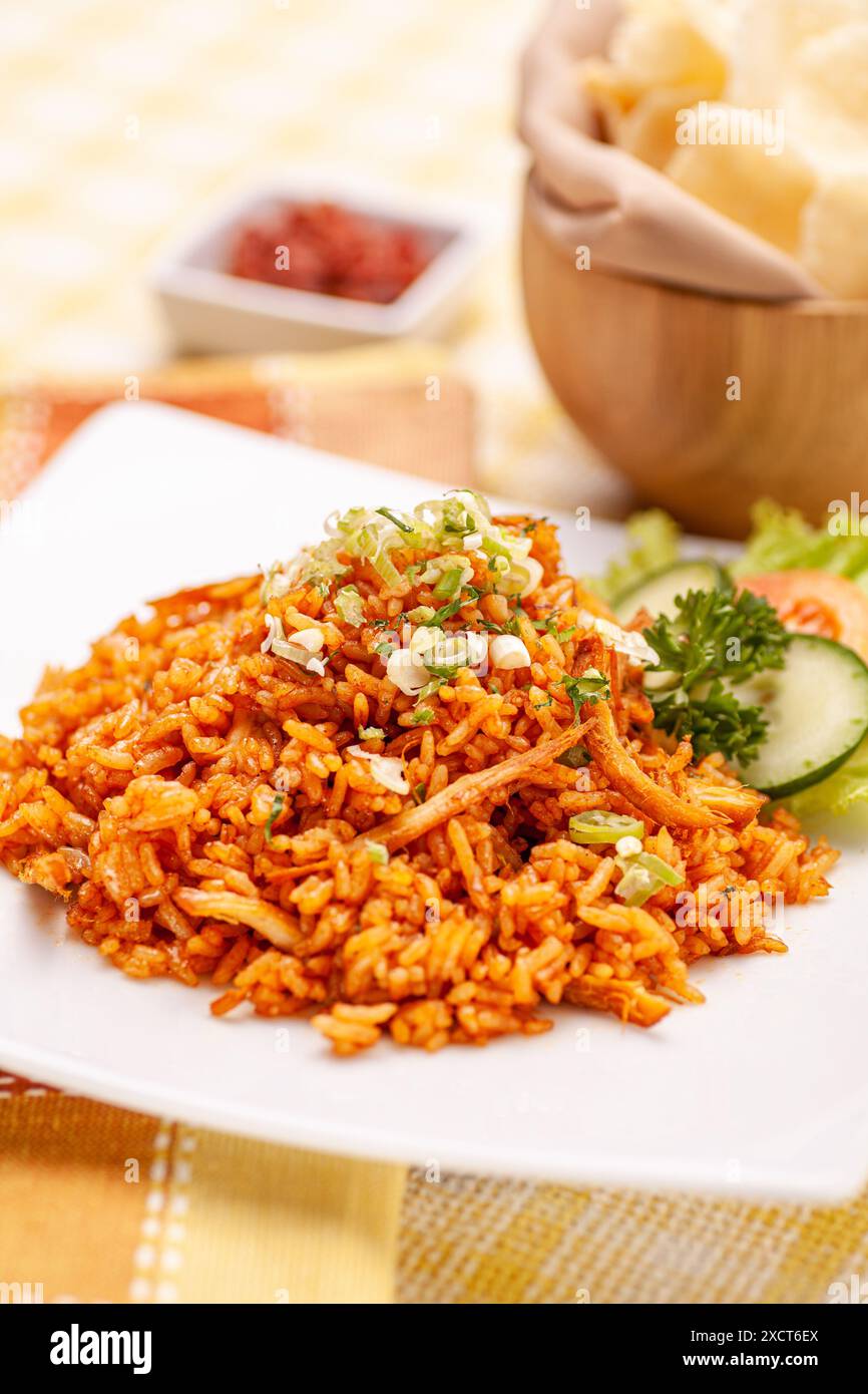 Fried Rice Chilli Spicy With Crackers Stock Photo - Alamy