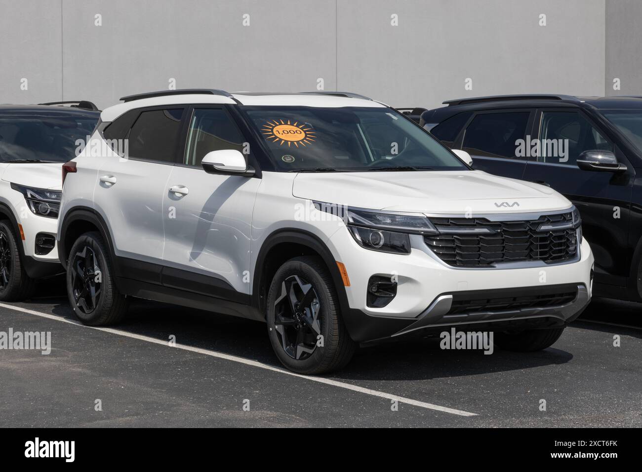 Avon - June 16, 2024: Kia Seltos EX display at a dealership. Kia offers ...