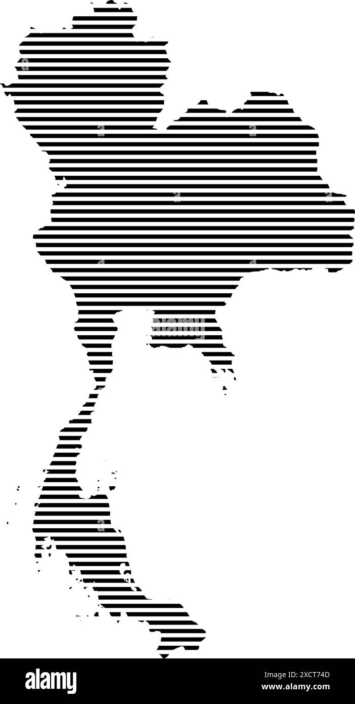 Thailand map with a lined pattern vector illustration Stock Vector ...