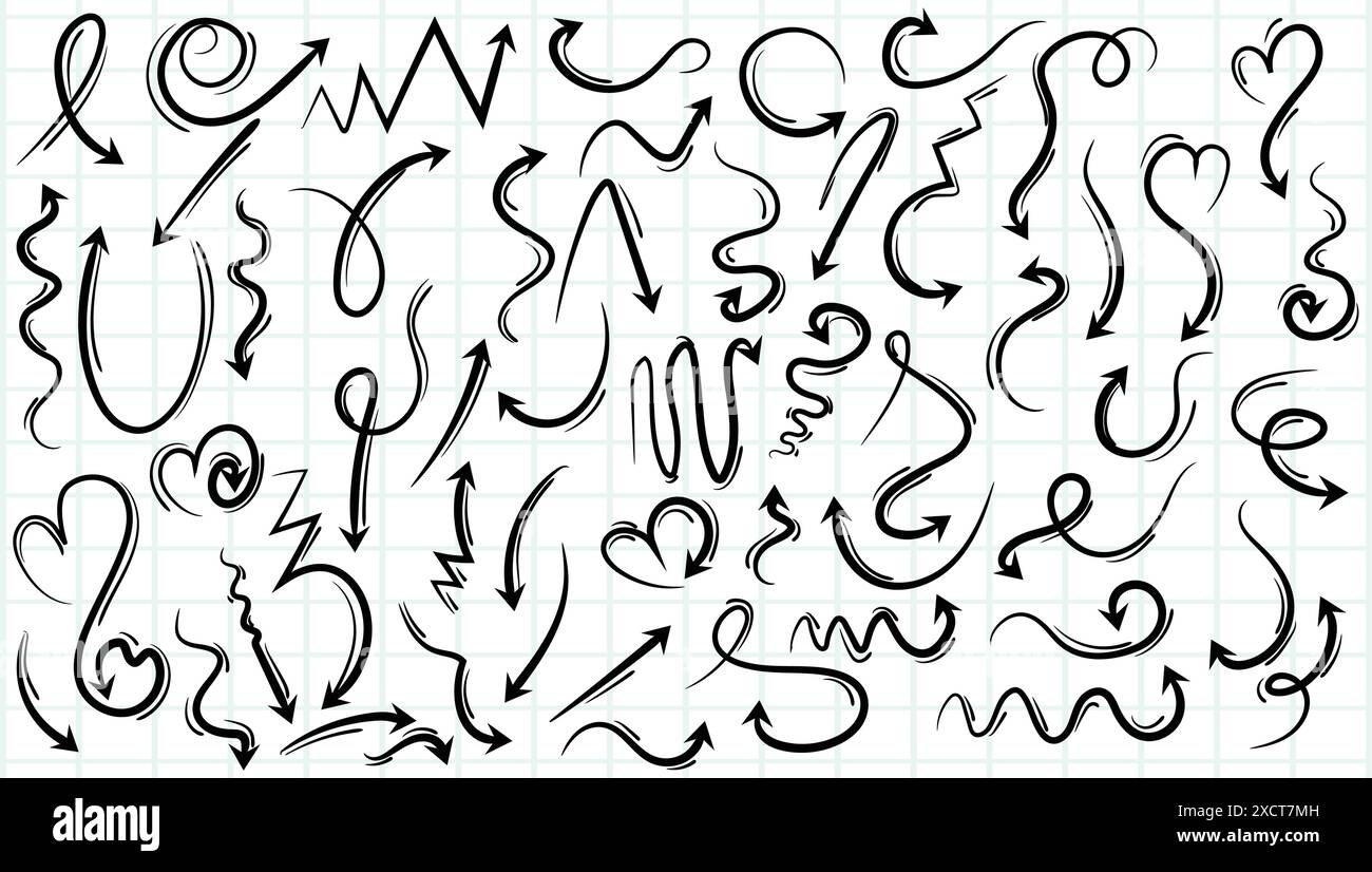 Hand drawn creative arrow sketch set design Stock Vector Image & Art ...