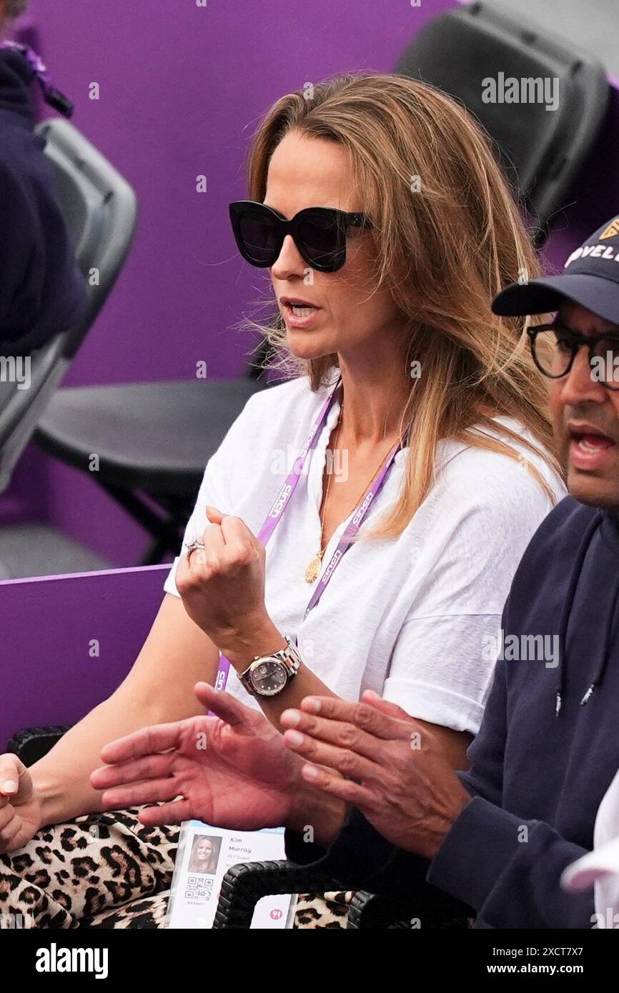 Kim Sears, the wife of Andy Murray watches his match against Alexei ...