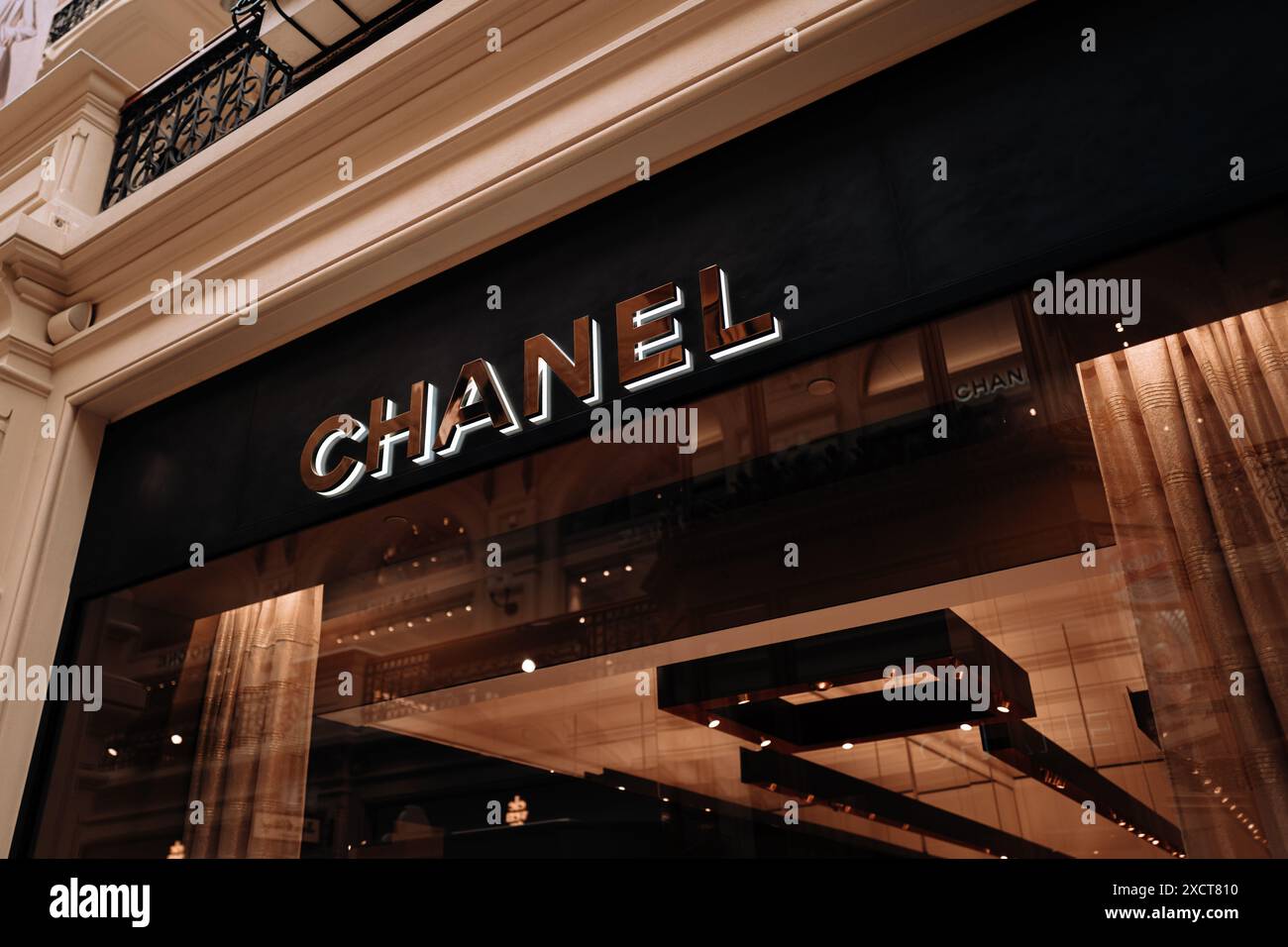 Golden black Chanel logo, Luxury boutique logotype. Chanel is a fashion ...